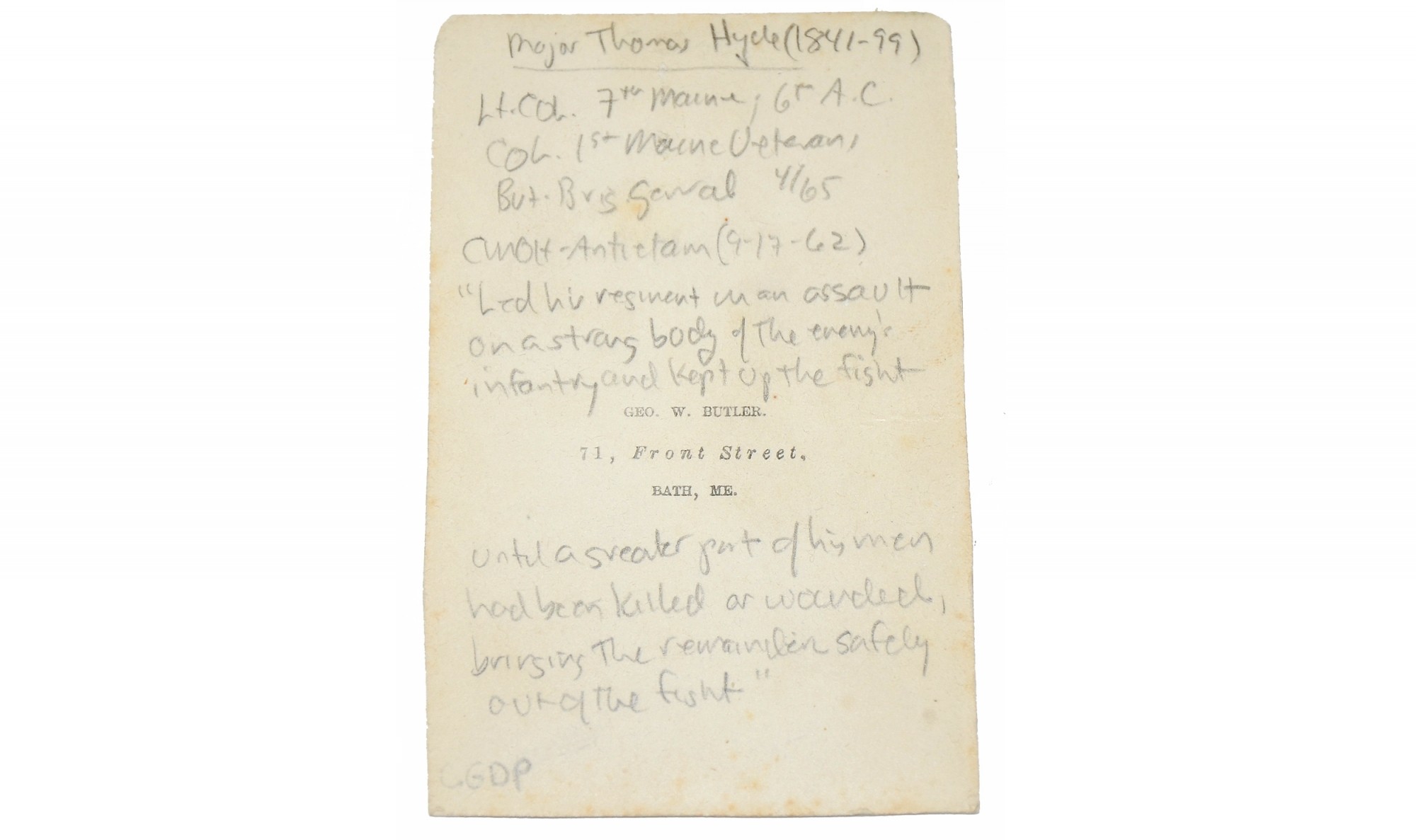 CDV & TACTICS MANUAL ID’D TO MEDAL OF HONOR WINNER & AUTHOR THOMAS W. HYDE OF THE 7TH MAINE ...