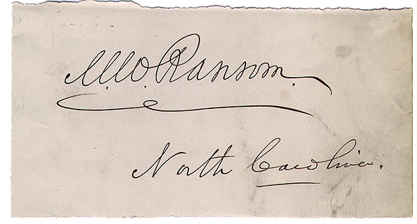 SIGNATURE - MAJ. GEN. MATTHEW W. RANSOM, 35TH NORTH CAROLINA — Horse ...