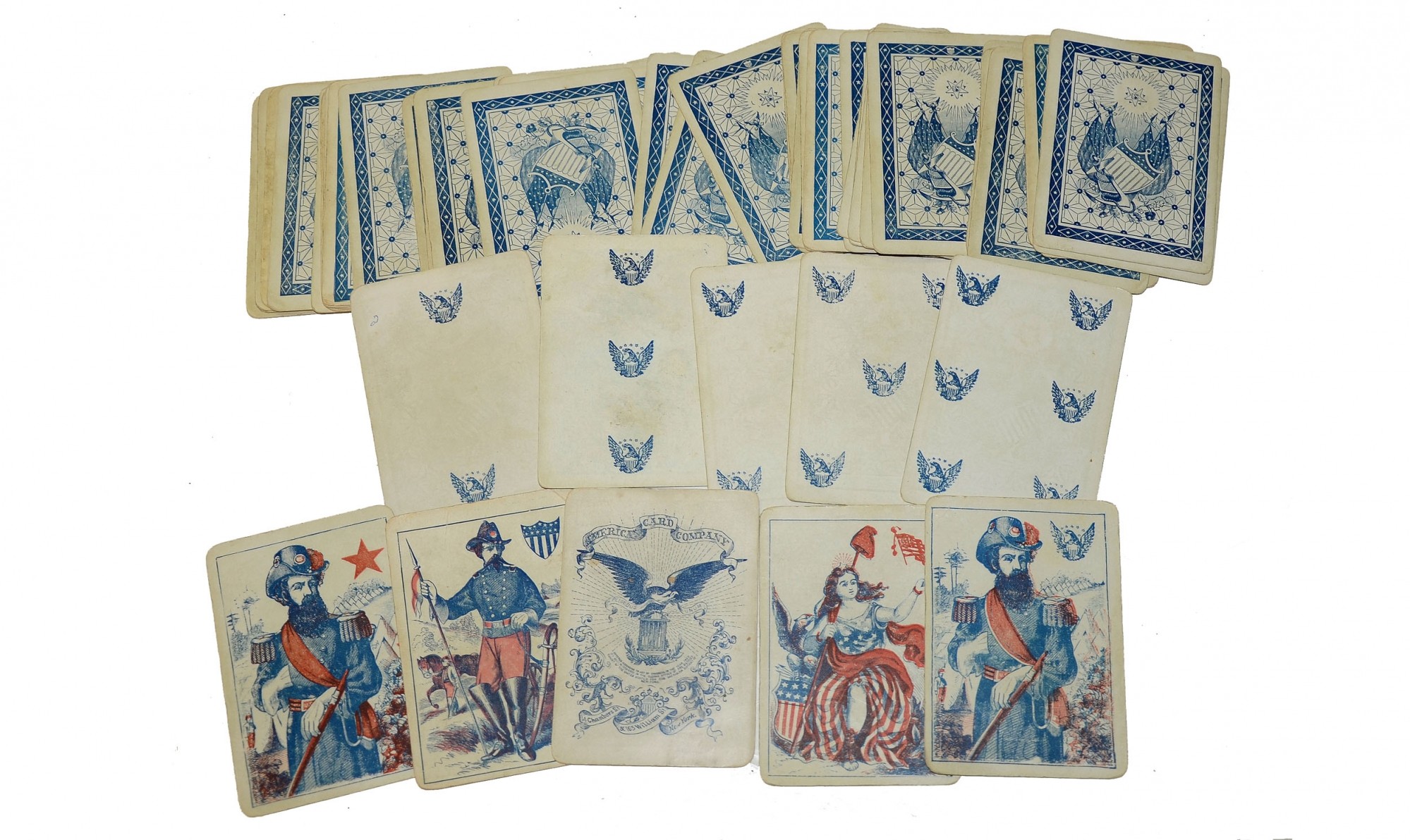 COMPLETE DECK OF CIVIL WAR PATRIOTIC PLAYING CARDS — Horse Soldier