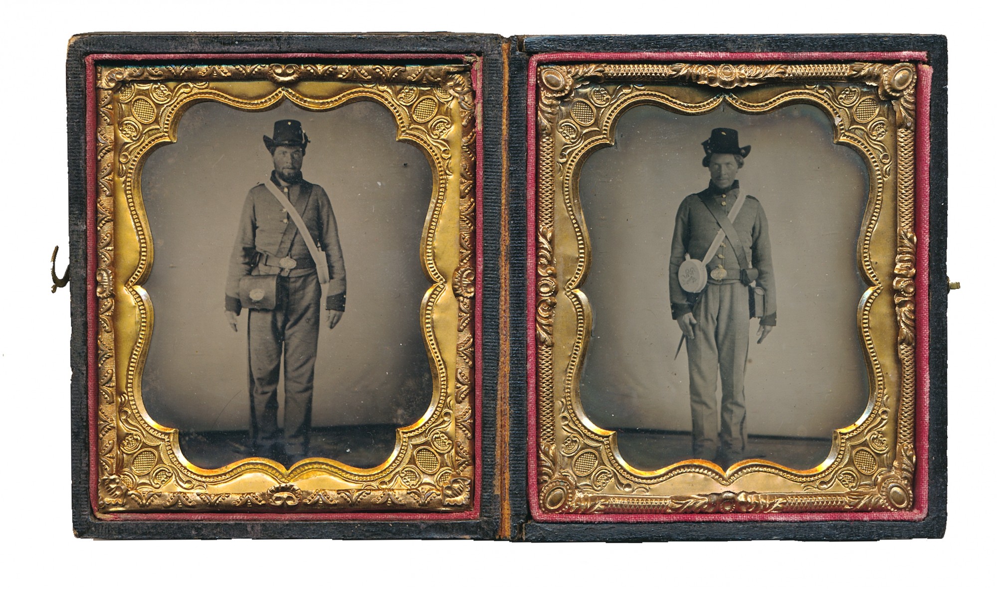FANTASTIC DOUBLE CONFEDERATE SIXTH PLATE TINTYPES — Horse Soldier