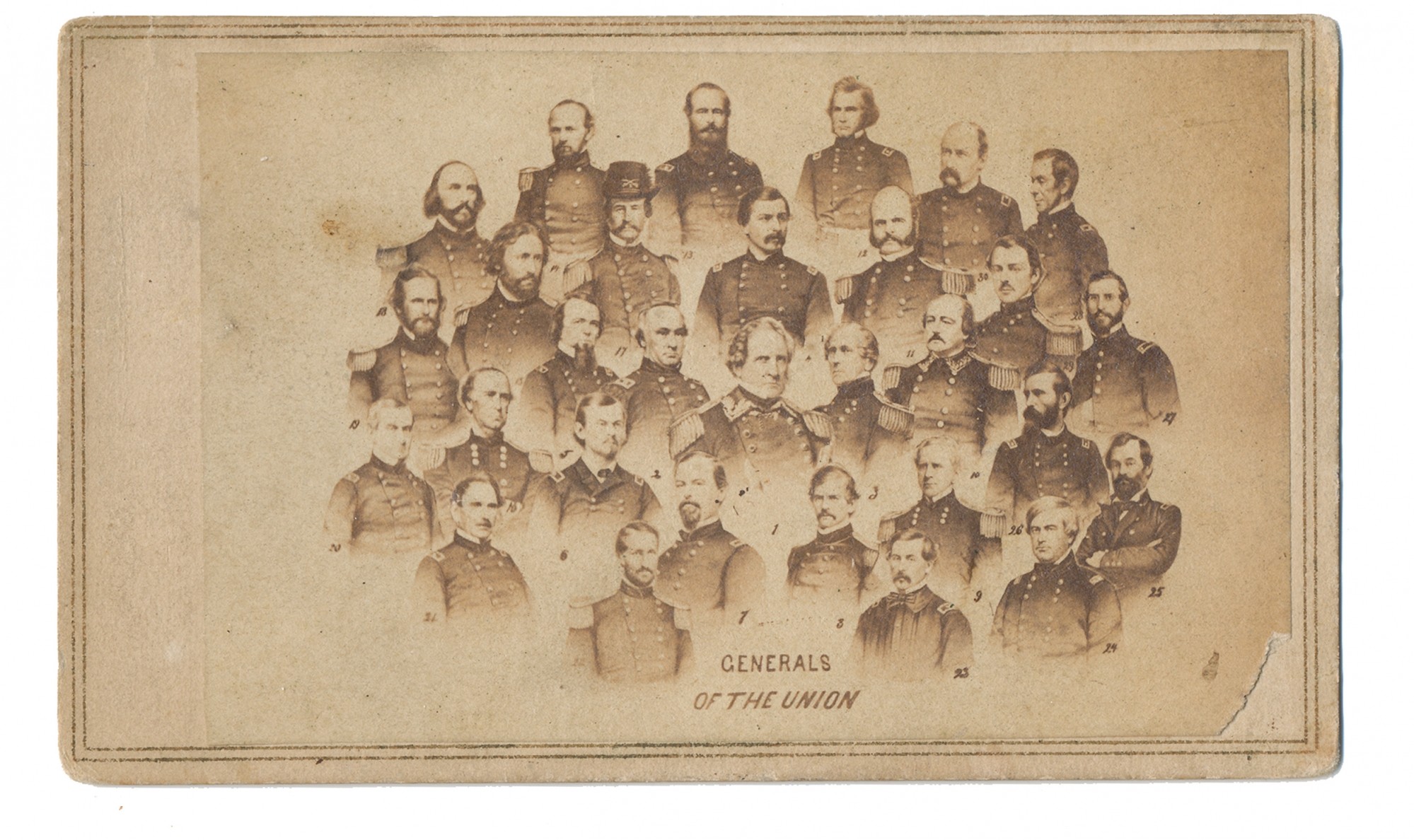 CDV COLLAGE OF UNION GENERALS — Horse Soldier