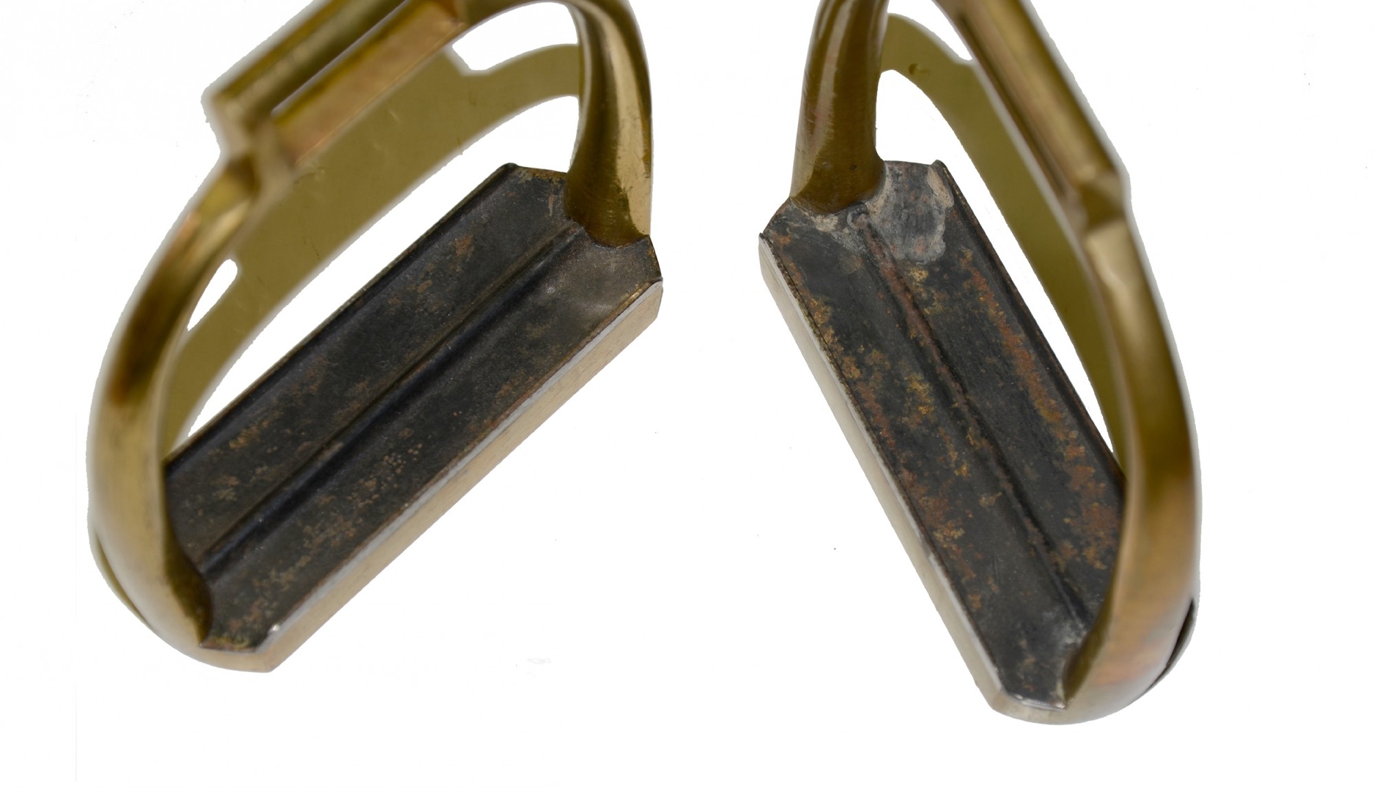 HANDSOME PAIR OF HEAVY BRASS ARTILLERY STIRRUPS — Horse Soldier