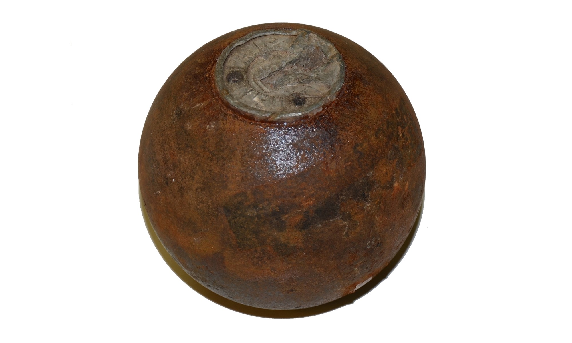 CONFEDERATE 3.67 INCH 6 PDR SPHERICAL SHELL WITH CONFEDERATE COPY OF A ...