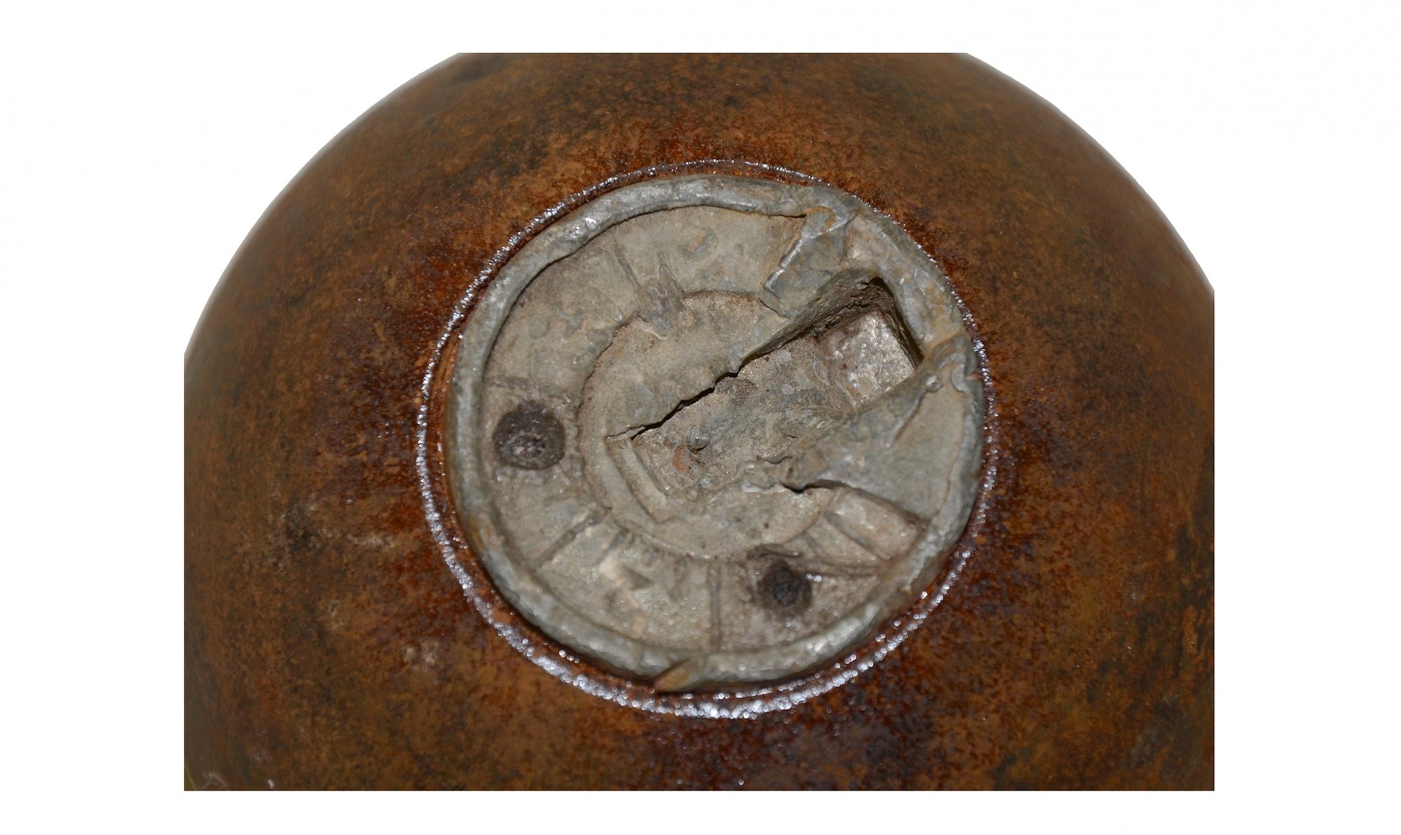 CONFEDERATE 3.67 INCH 6 PDR SPHERICAL SHELL WITH CONFEDERATE COPY OF A ...