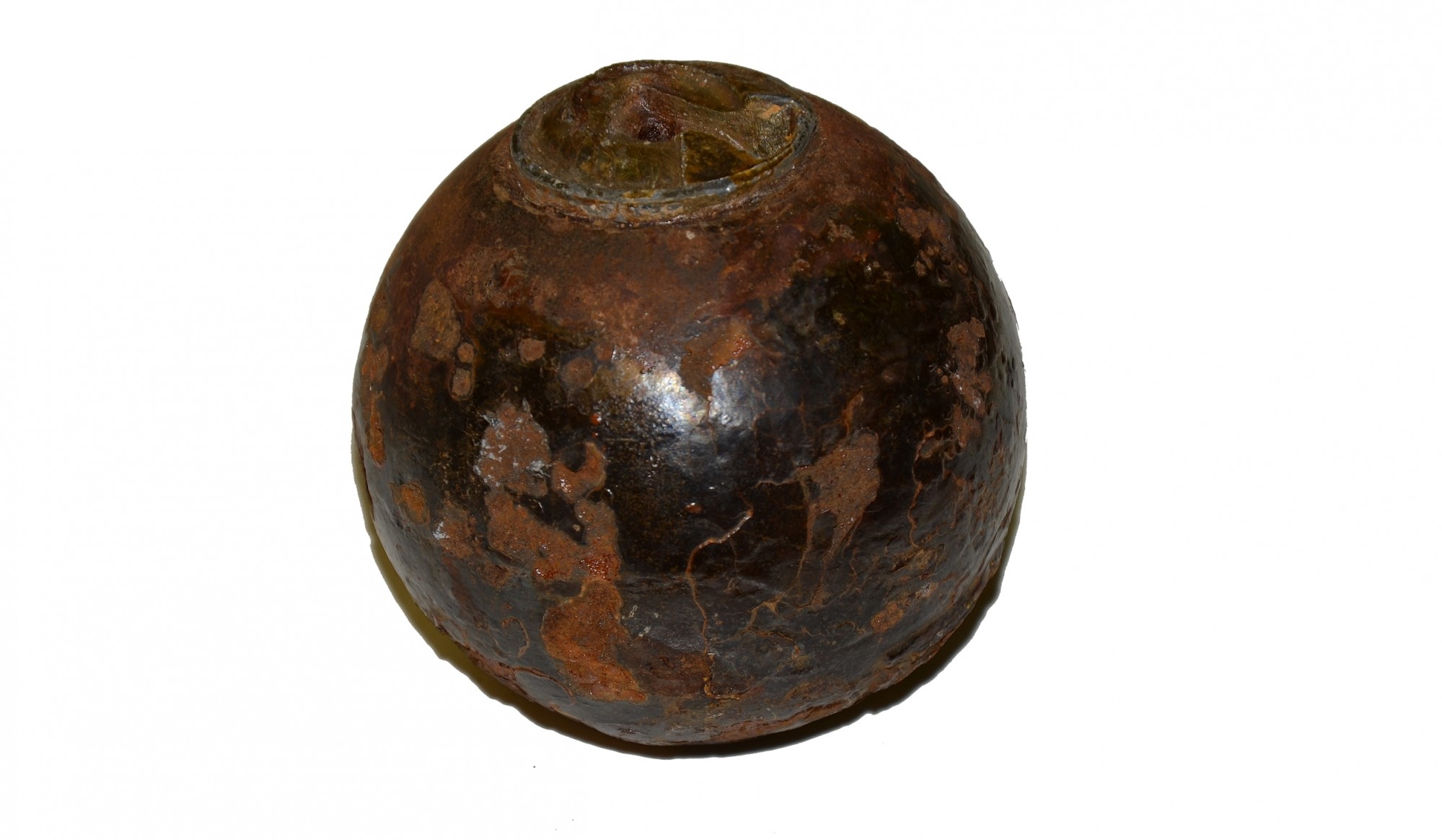 CONFEDERATE 3.67 INCH 6 POUNDER SPHERICAL SHELL WITH COPY OF BORMANN ...