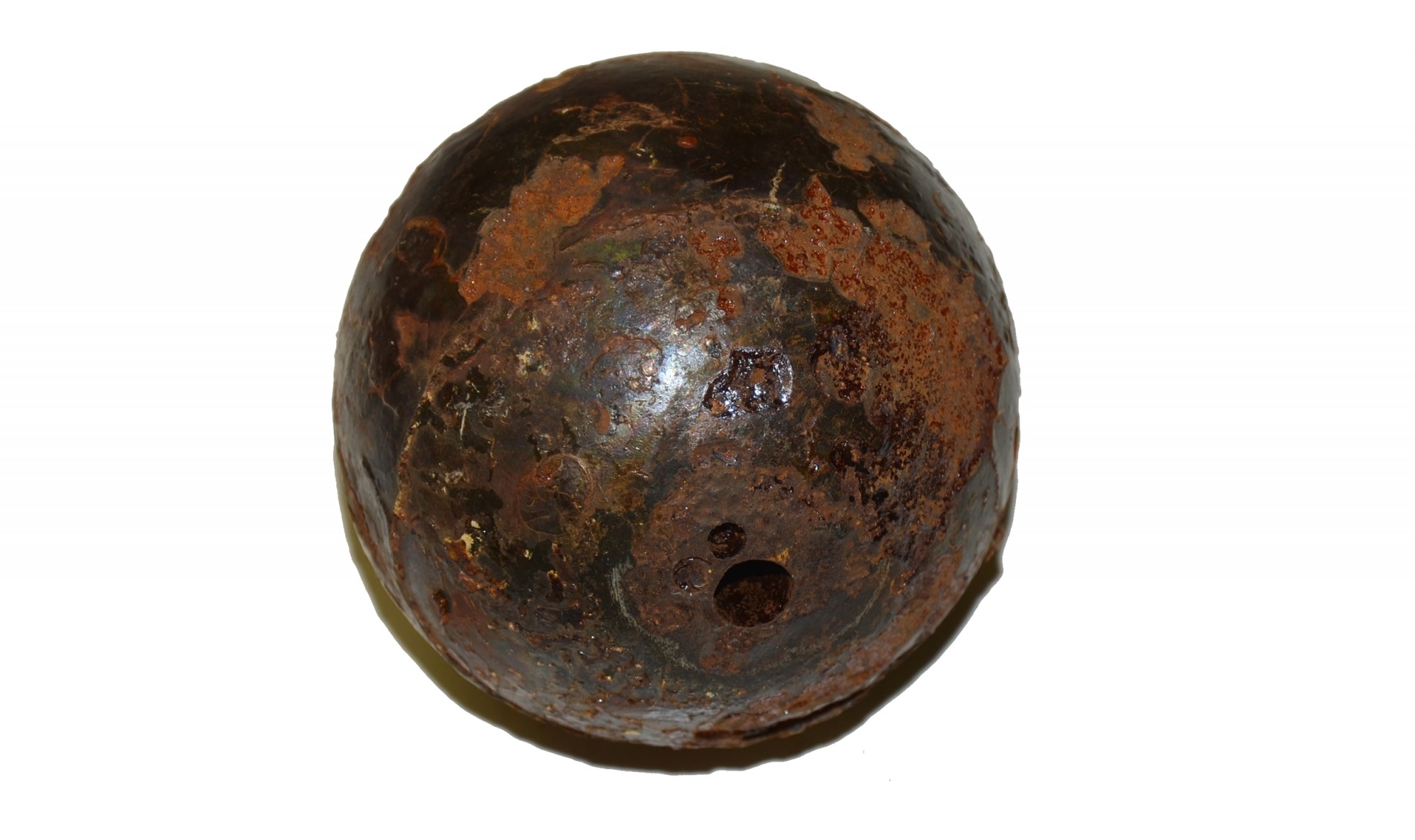 CONFEDERATE 3.67 INCH 6 POUNDER SPHERICAL SHELL WITH COPY OF BORMANN ...