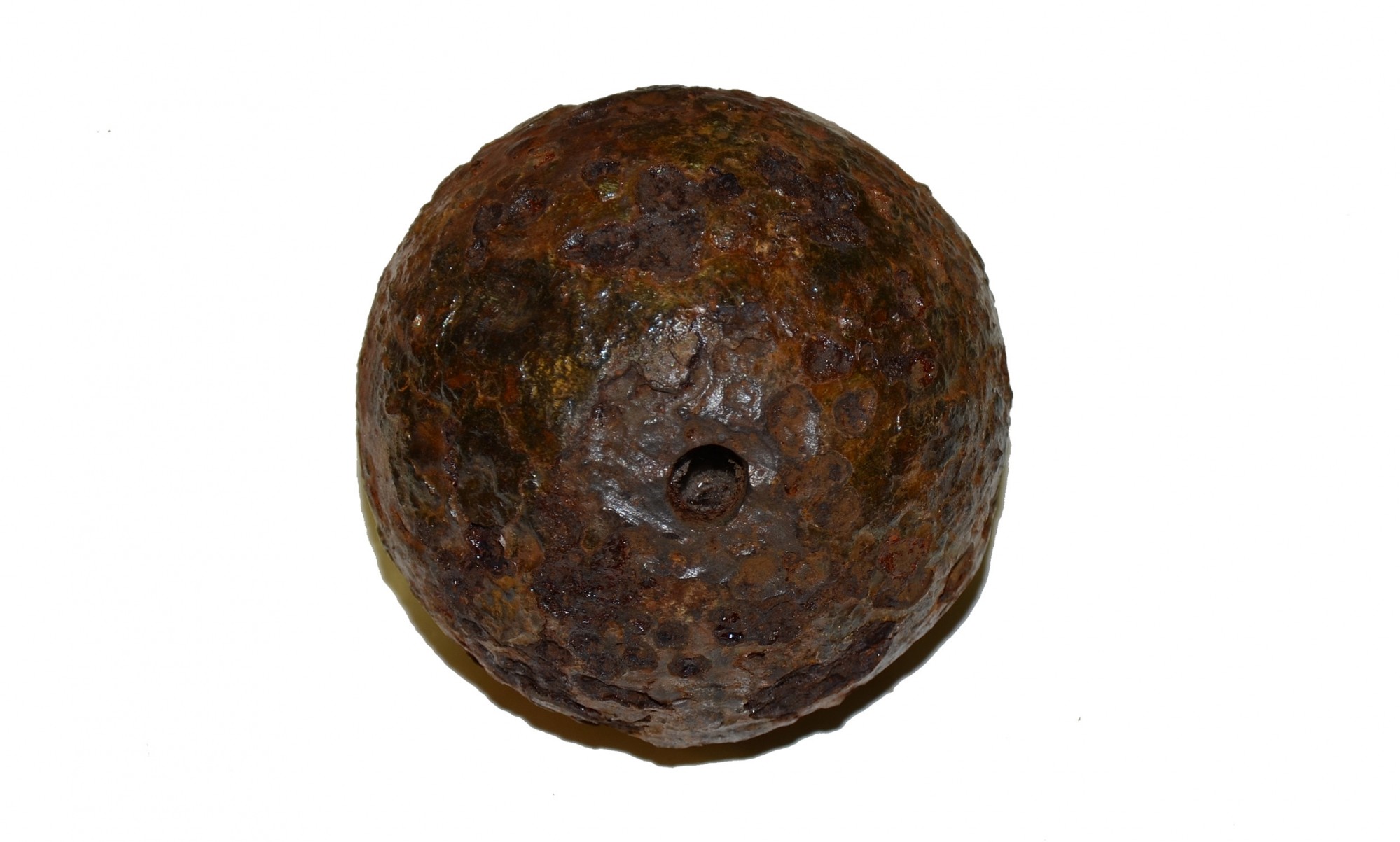 CONFEDERATE 3.67 INCH 6 POUNDER SPHERICAL SHELL WITH COPY OF BORMANN ...