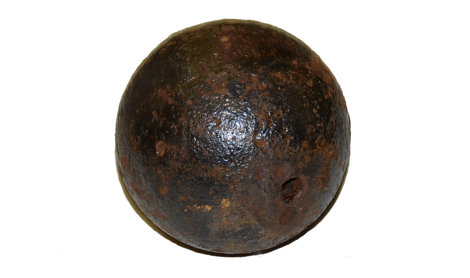 CONFEDERATE 3.67 INCH 6 POUNDER SPHERICAL SHELL WITH COPY OF BORMANN ...