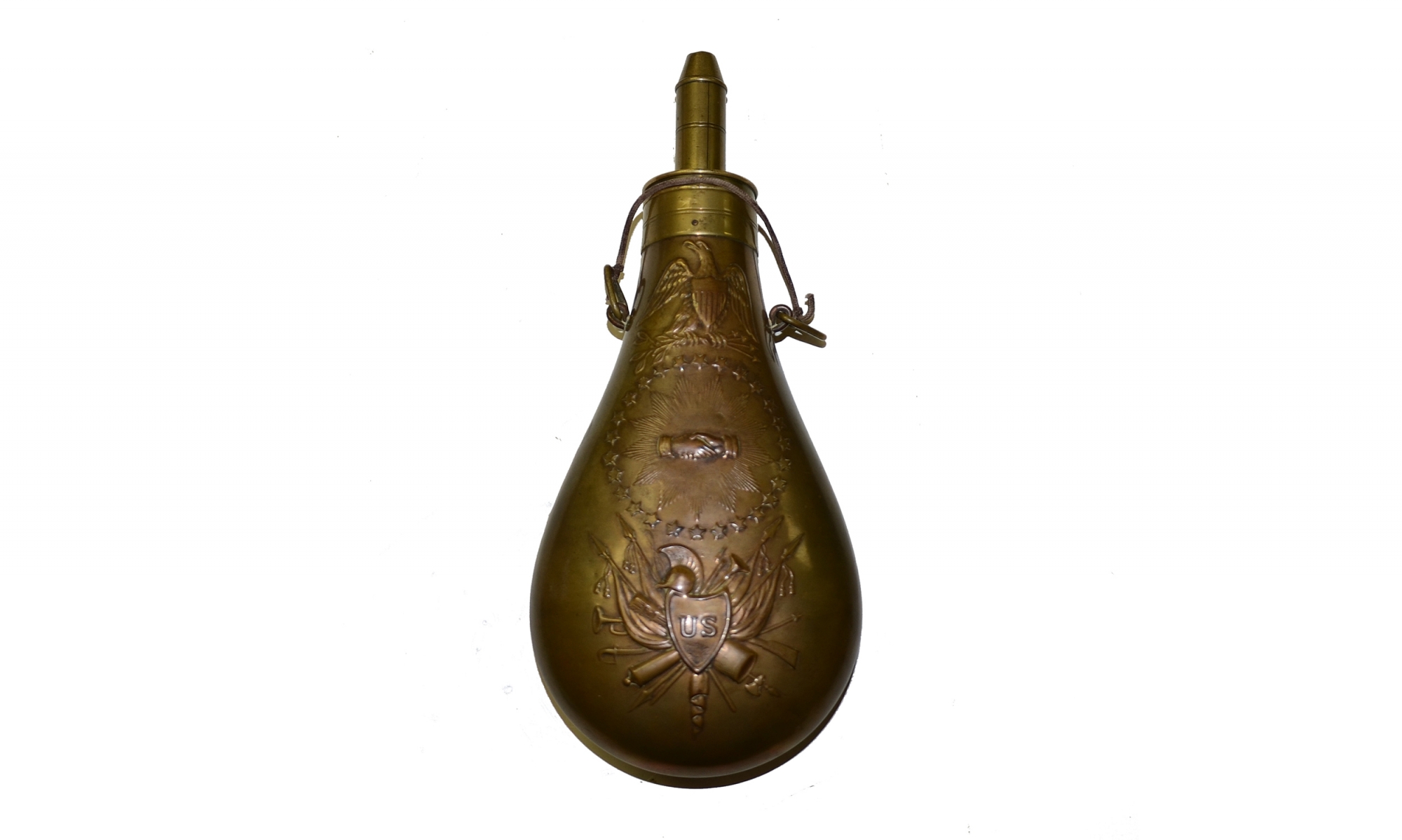 1846 DATED MEXICAN WAR ERA BATTY “PEACE” POWDER FLASK BY AMES — Horse ...