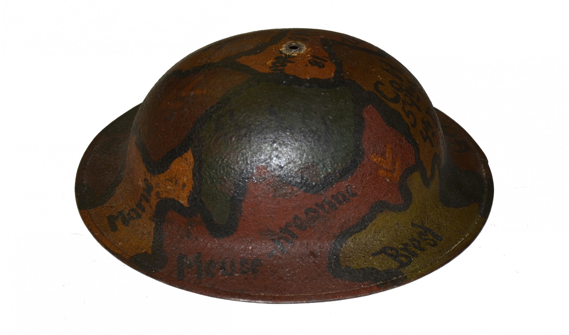 WORLD WAR ONE “MAP HELMET” ID’D TO SOLDIER IN 4TH DIVISION — Horse Soldier
