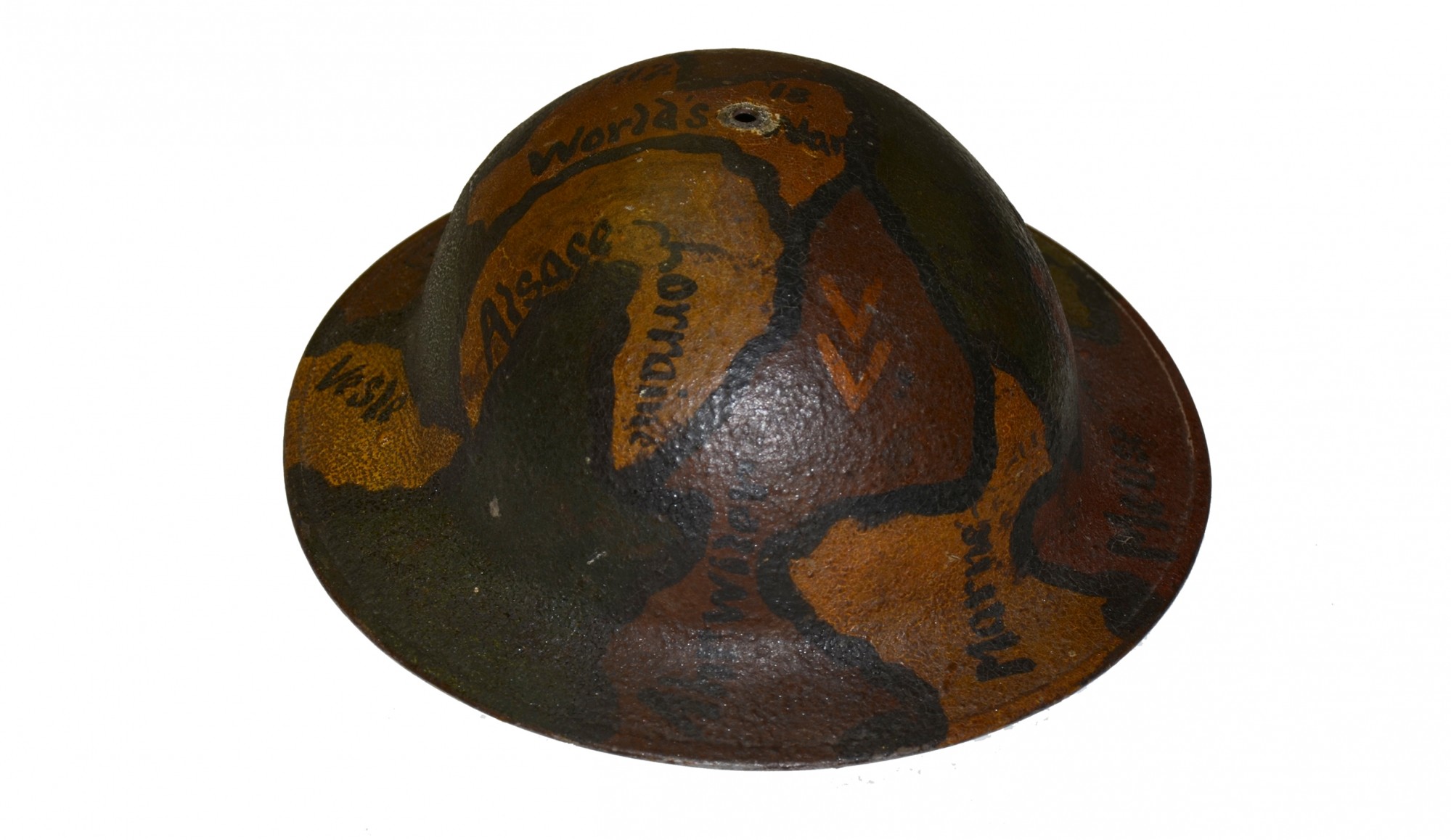 WORLD WAR ONE “MAP HELMET” ID’D TO SOLDIER IN 4TH DIVISION — Horse Soldier