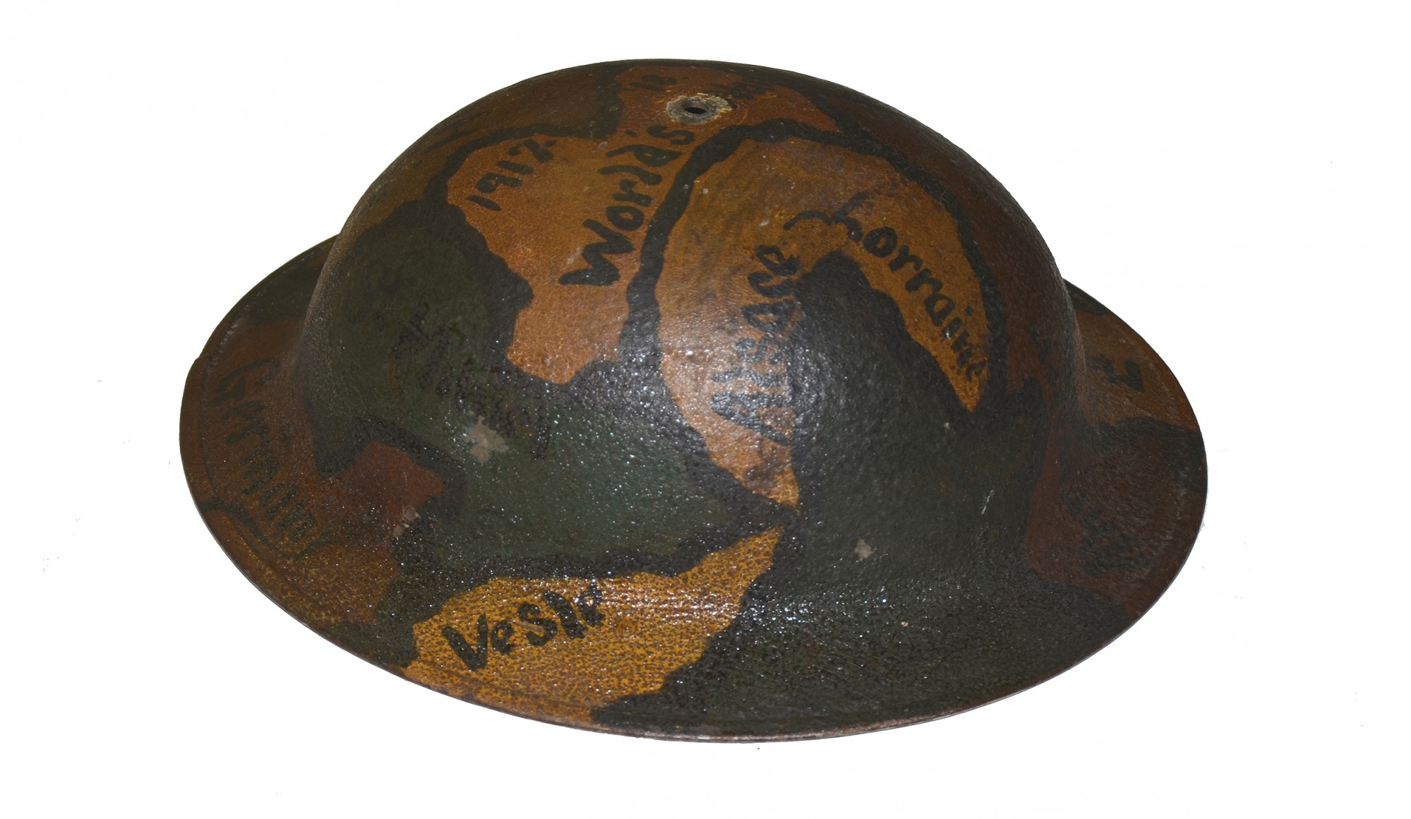 WORLD WAR ONE “MAP HELMET” ID’D TO SOLDIER IN 4TH DIVISION — Horse Soldier