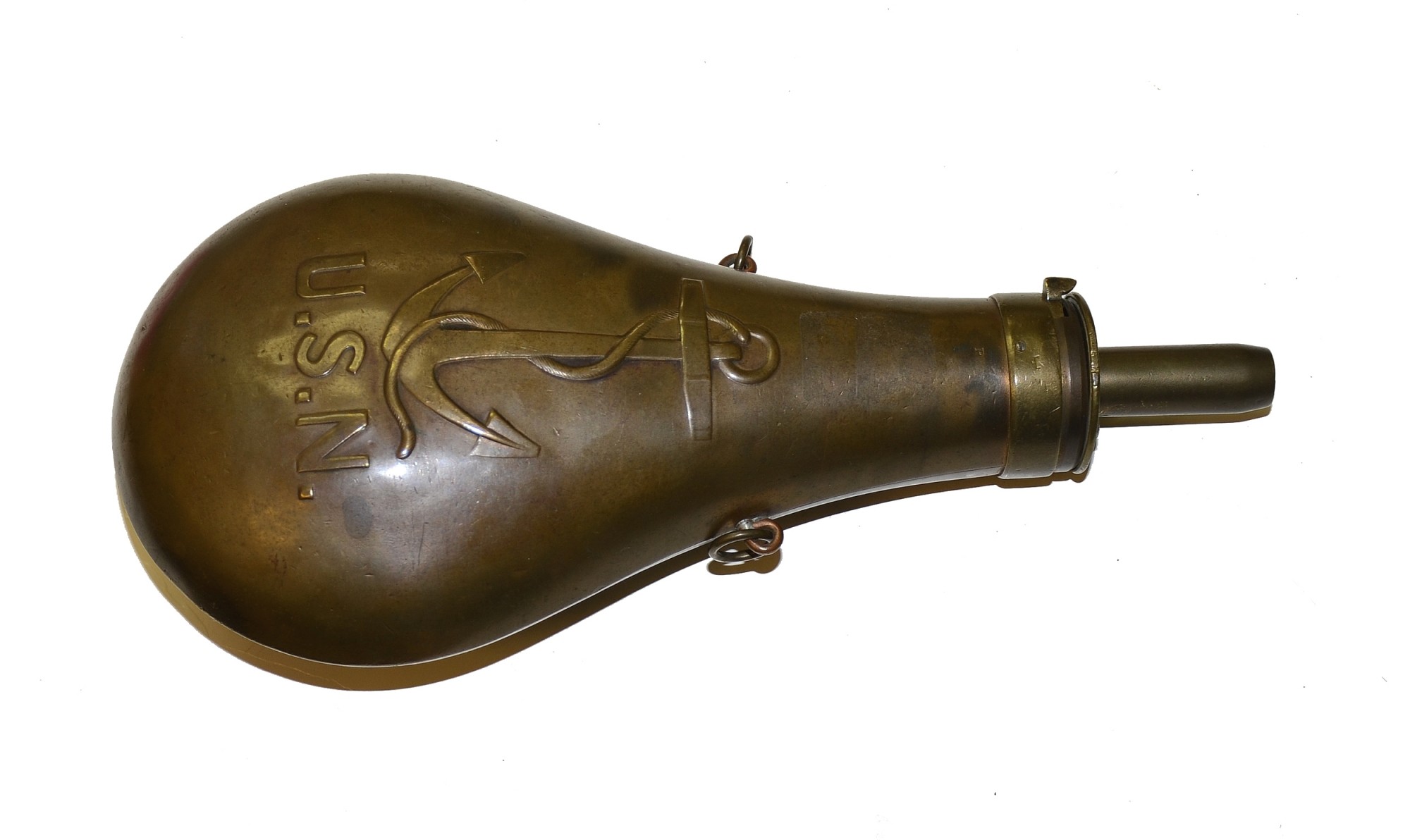 US NAVY POWDER FLASK, DATED 1843 — Horse Soldier