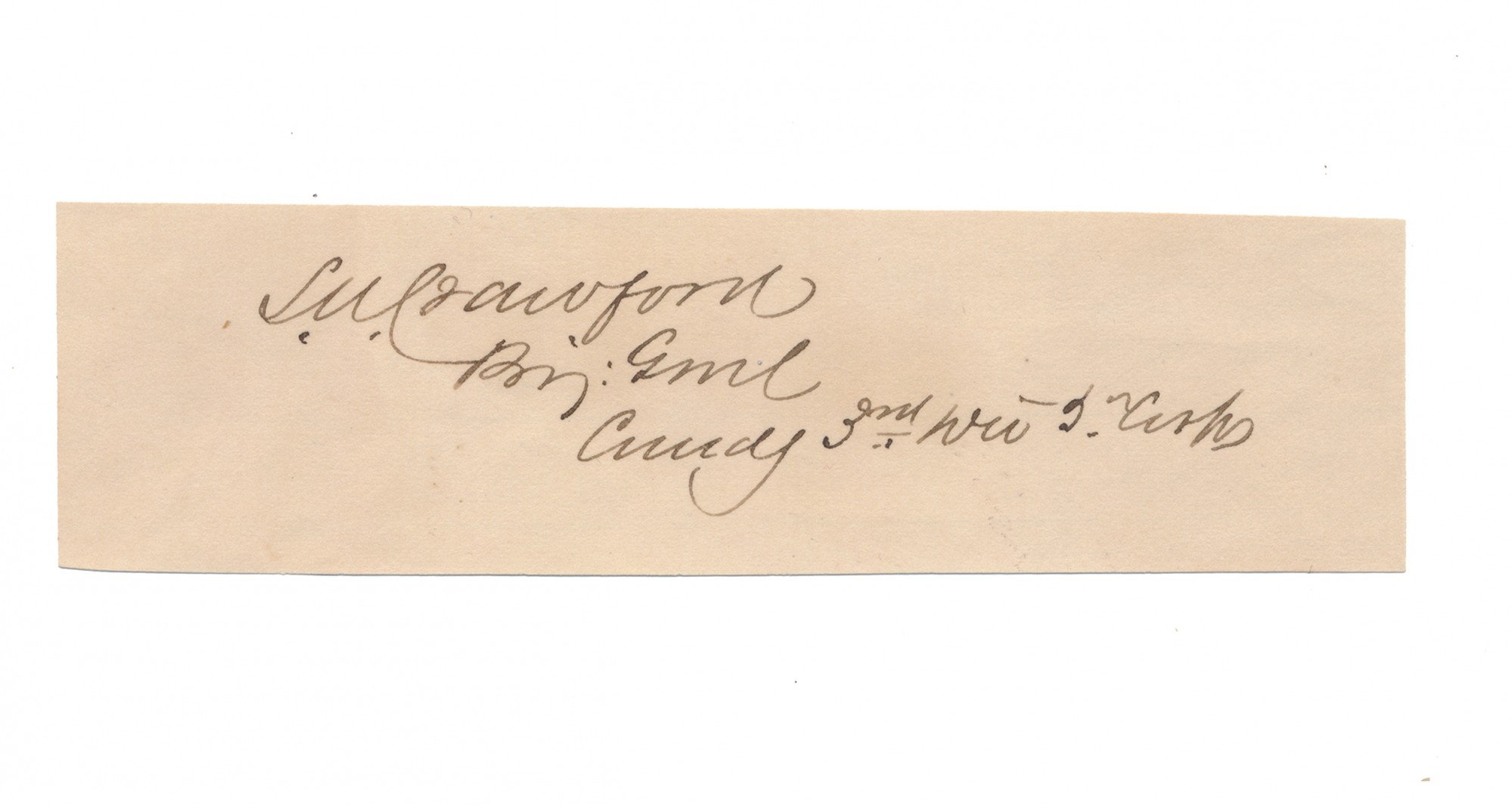 WAR DATE SIGNATURE – US BRIG. GEN. SAMUEL W. CRAWFORD — Horse Soldier