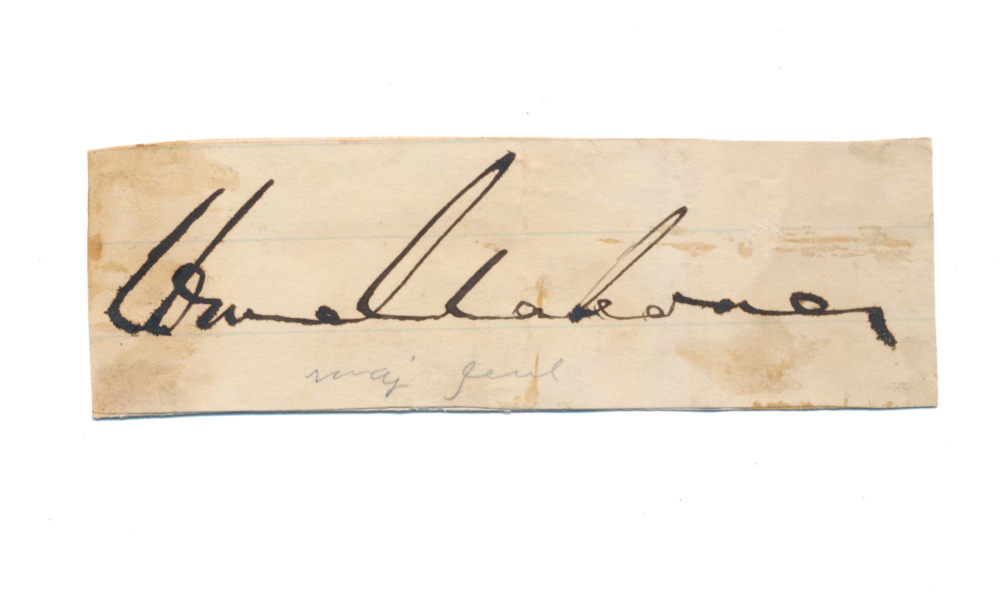 CLIPPED SIGNATURE, CS GEN. WILLIAM MAHONE — Horse Soldier