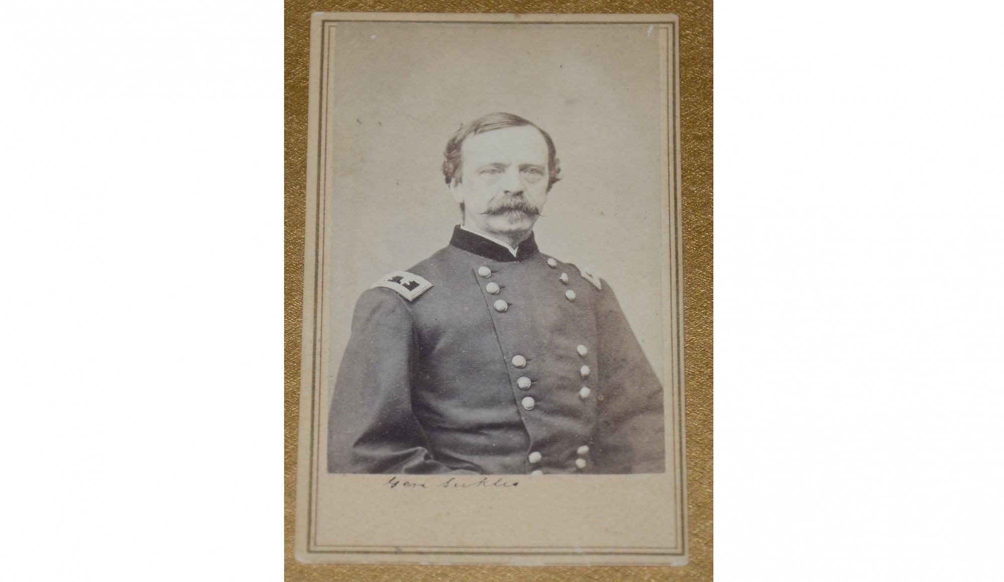 FRAMED AUTOGRAPH & CDV OF MAJOR GENERAL DANIEL E. SICKLES — Horse Soldier