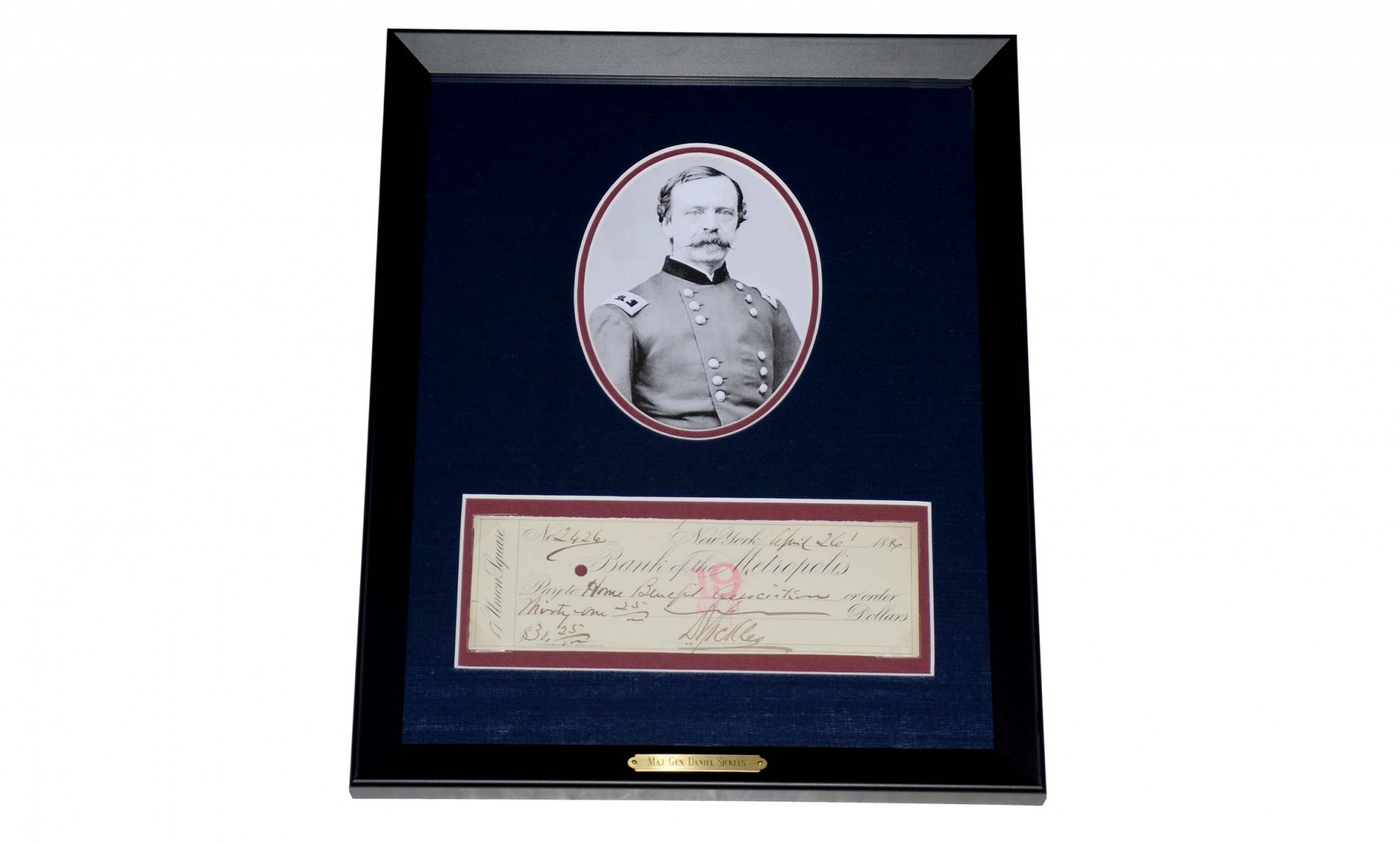 MAJ. GEN. DANIEL SICKLES POST-WAR DOCUMENT SIGNED — Horse Soldier
