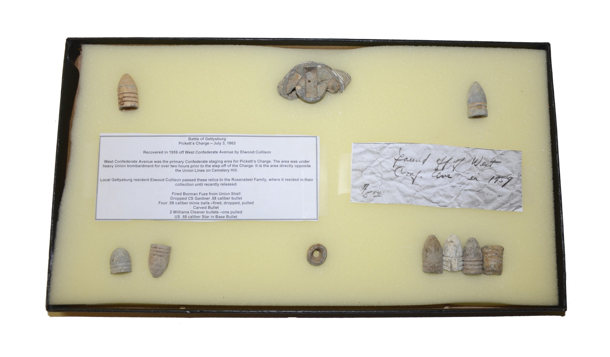 SMALL GROUP OF GETTYSBURG ARTIFACTS FROM THE ROSENSTEEL FAMILY ...