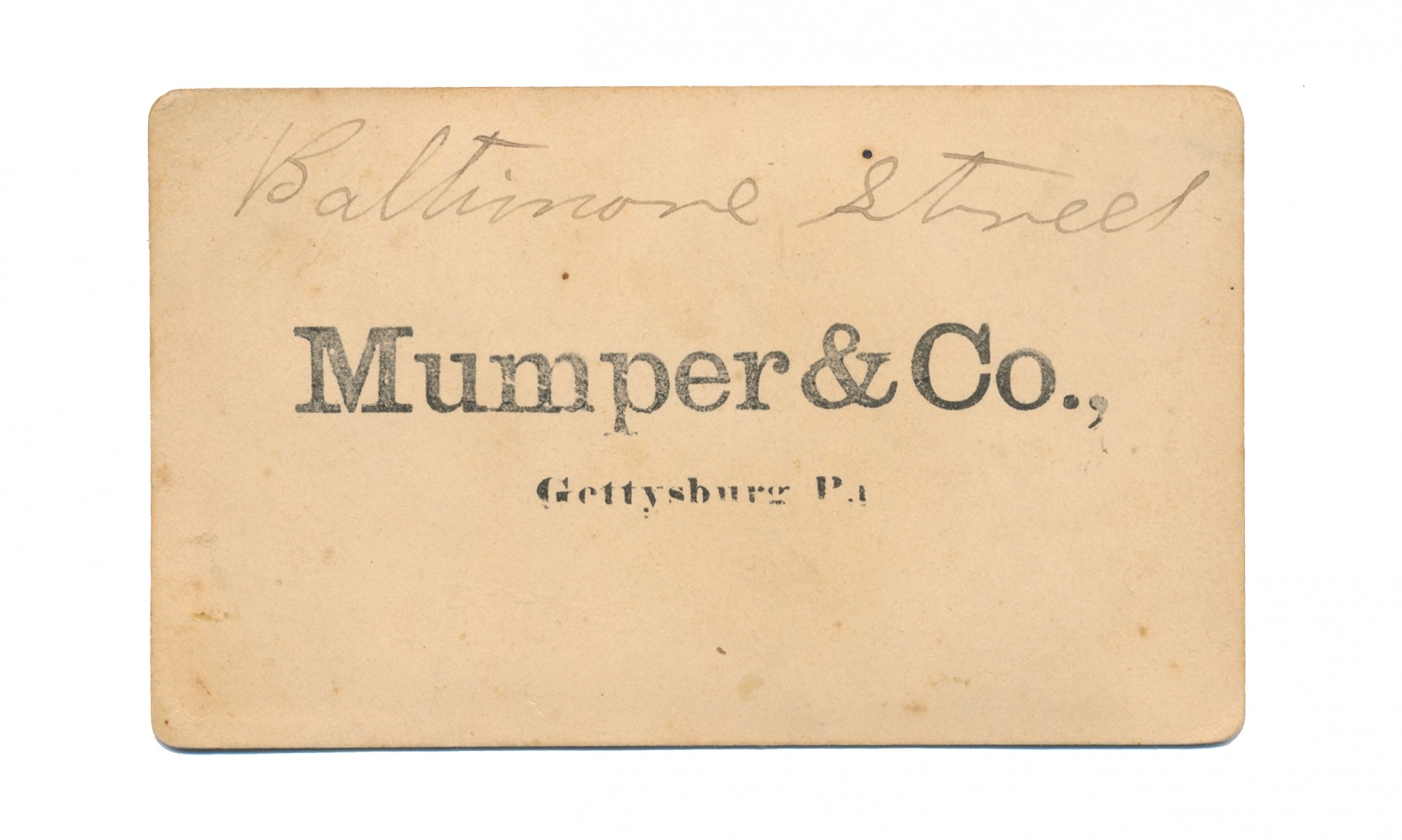 CDV 1870’S-1880’S MUMPER VIEW OF BALTIMORE ST., GETTYSBURG — Horse Soldier