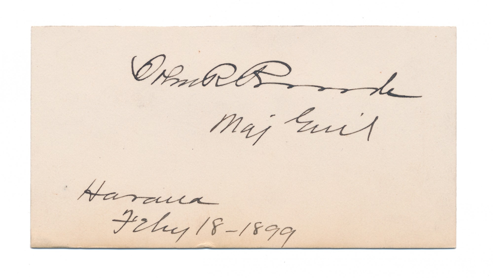 AUTOGRAPHED CARD OF JOHN R. BROOKE, WHO LED A BRIGADE IN THE WHEATFIELD ...