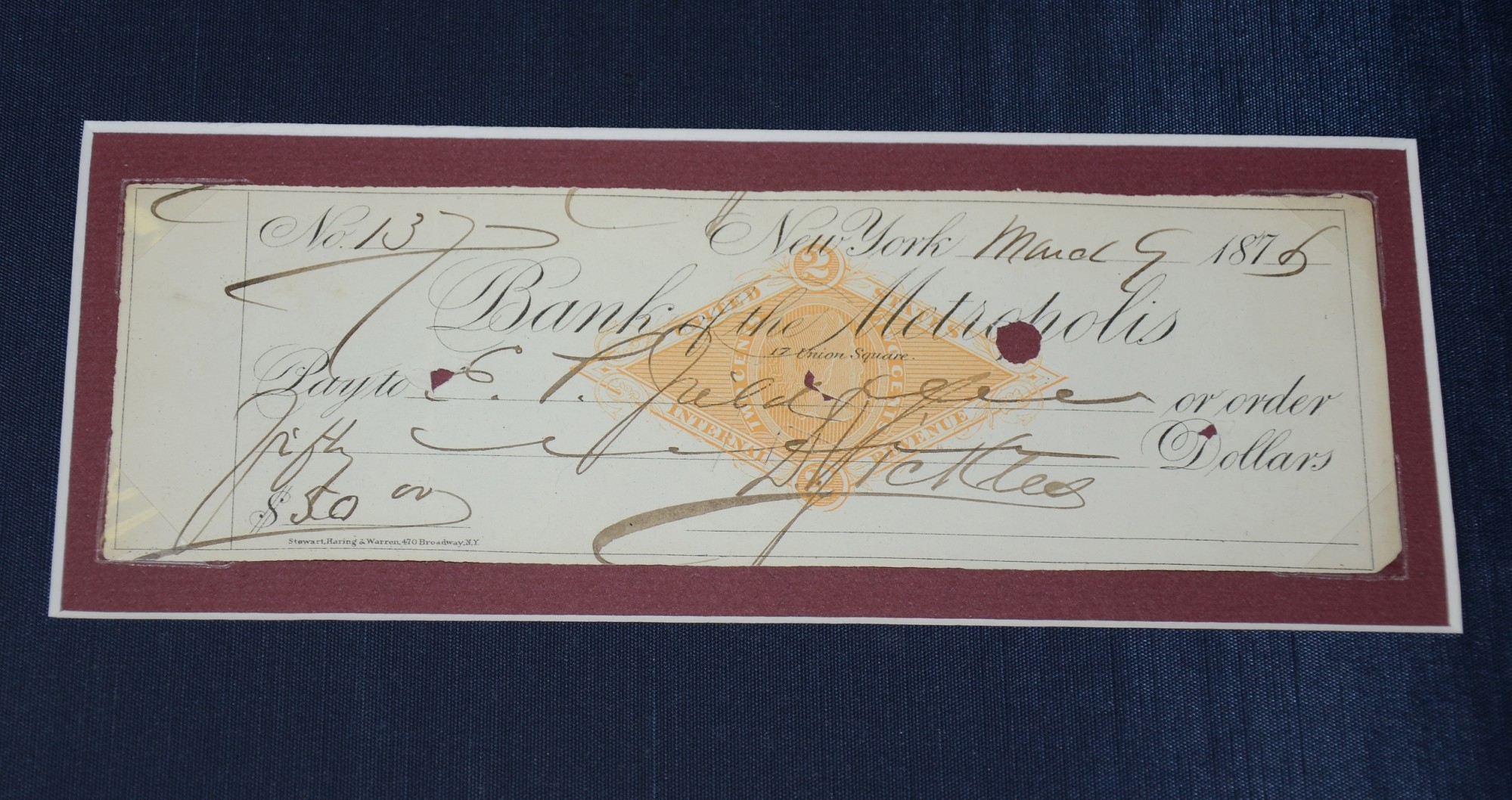 MAJ. GEN. DANIEL SICKLES POST-WAR DOCUMENT SIGNED — Horse Soldier