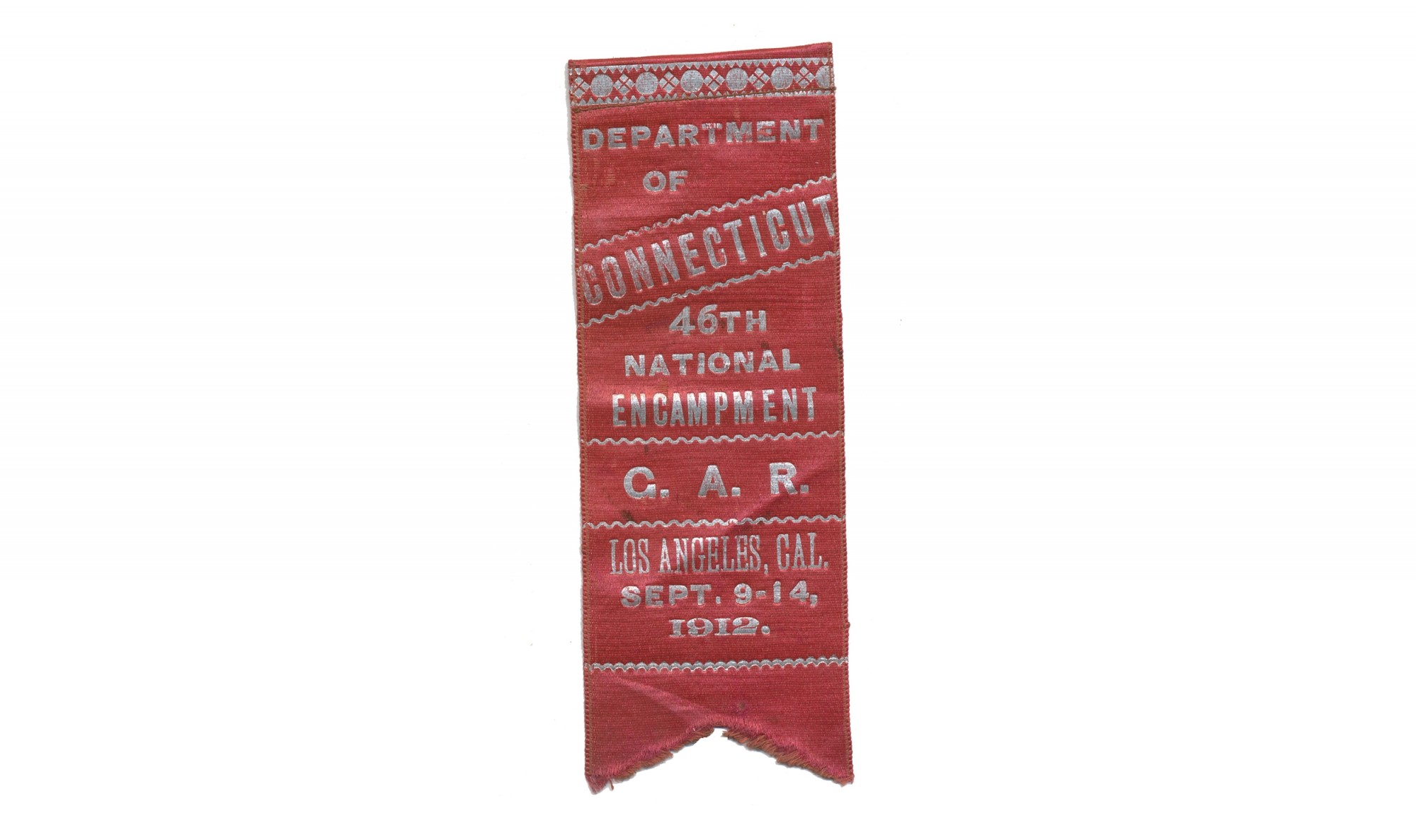 1912 CONNECTICUT GAR RIBBON — Horse Soldier