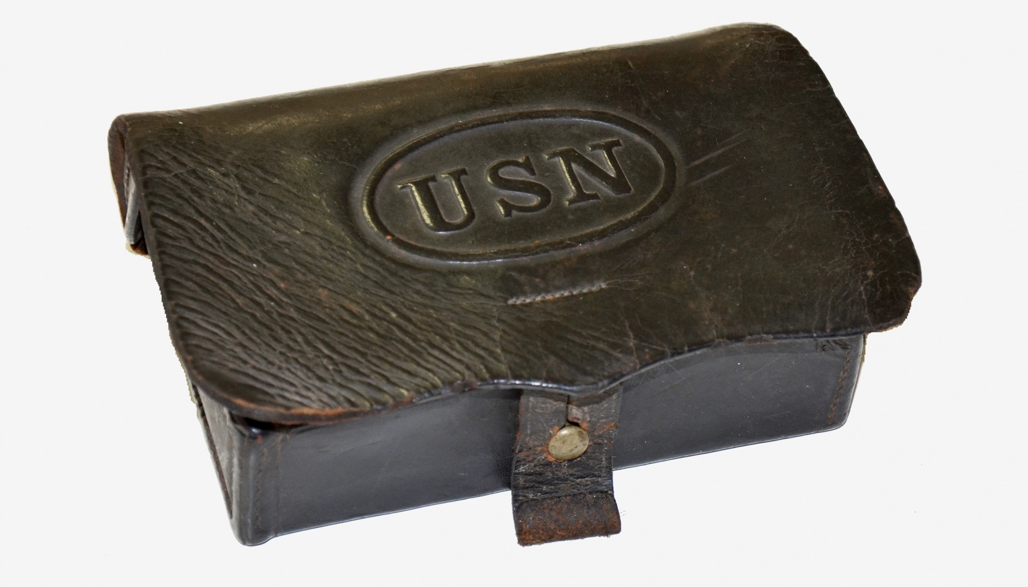 CIVIL WAR US NAVY CARTRIDGE BOX, DATED 1861 — Horse Soldier