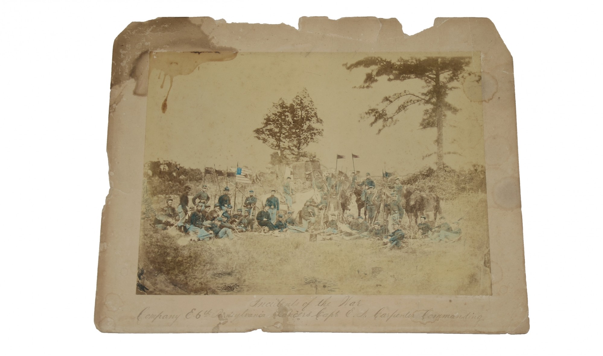 LARGE TINTED ALBUMEN OF COMPANY E, 6TH PENNSYLVANIA CAVALRY (RUSH’S ...