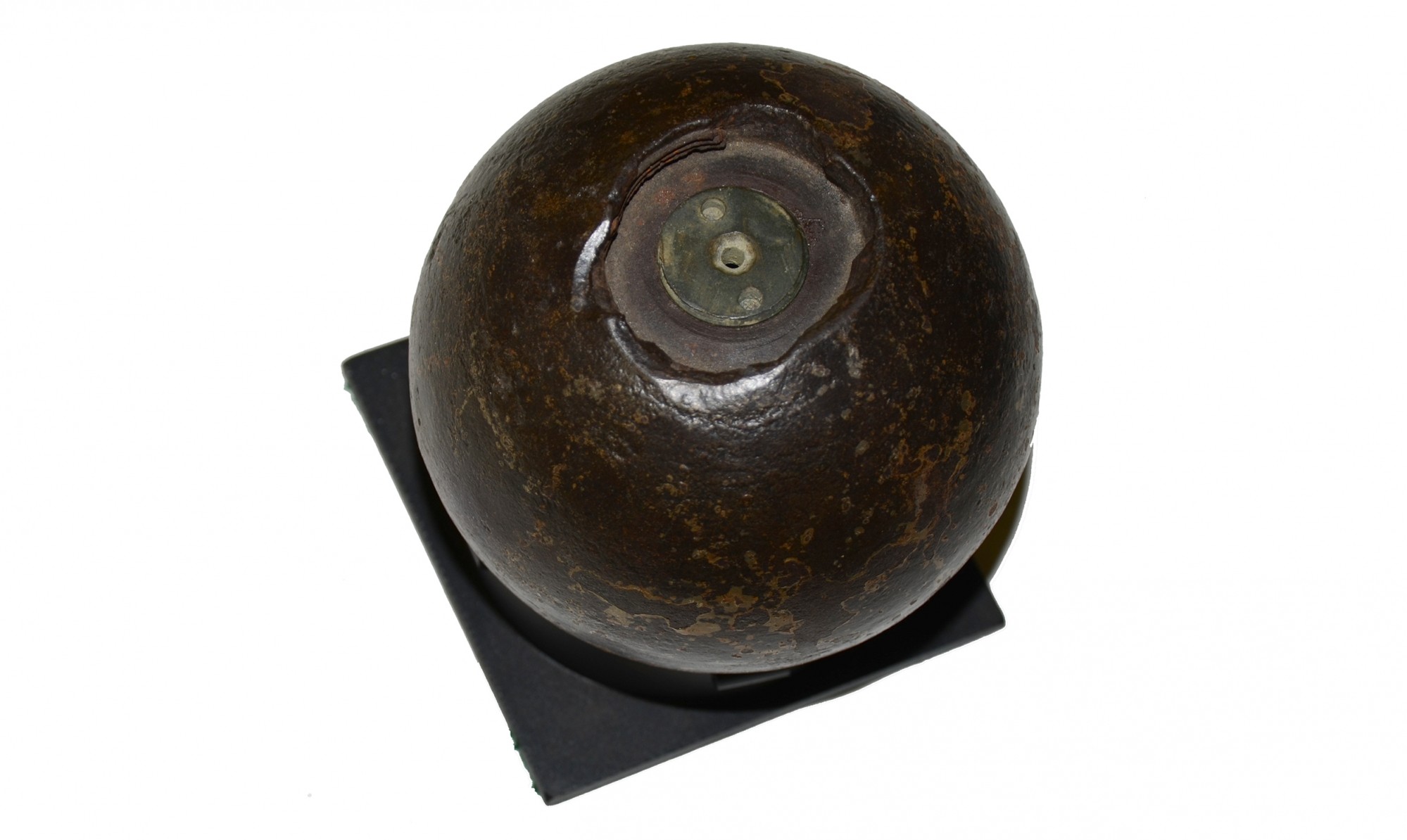CS 4.52” 12 POUNDER SPHERICAL BORMANN FUSED SHELL FROM GETTYSBURG’S ...