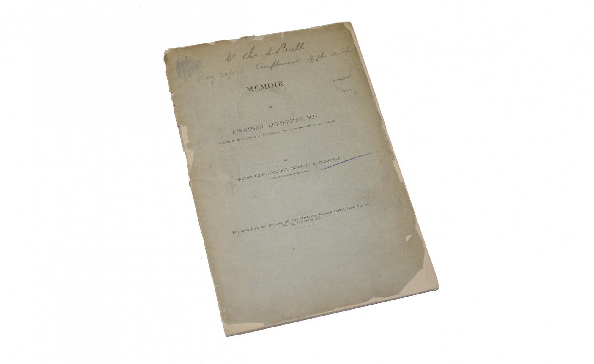 MEMOIR OF JONATHAN LETTERMAN, SURGEON UNITED STATES ARMY AND MEDICAL ...