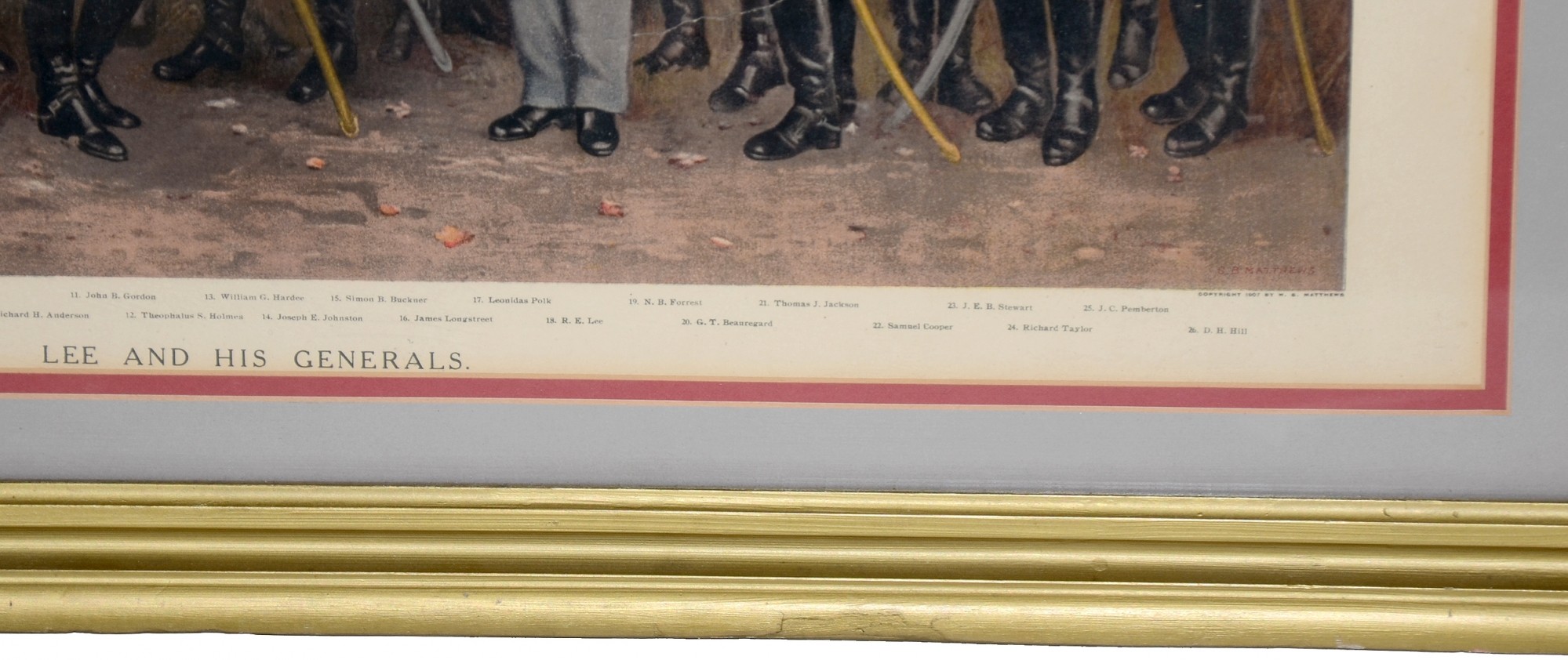 FRAMED PRINT OF CONFEDERATE GENERALS FROM LEE’S HEADQUARTERS MUSEUM ...