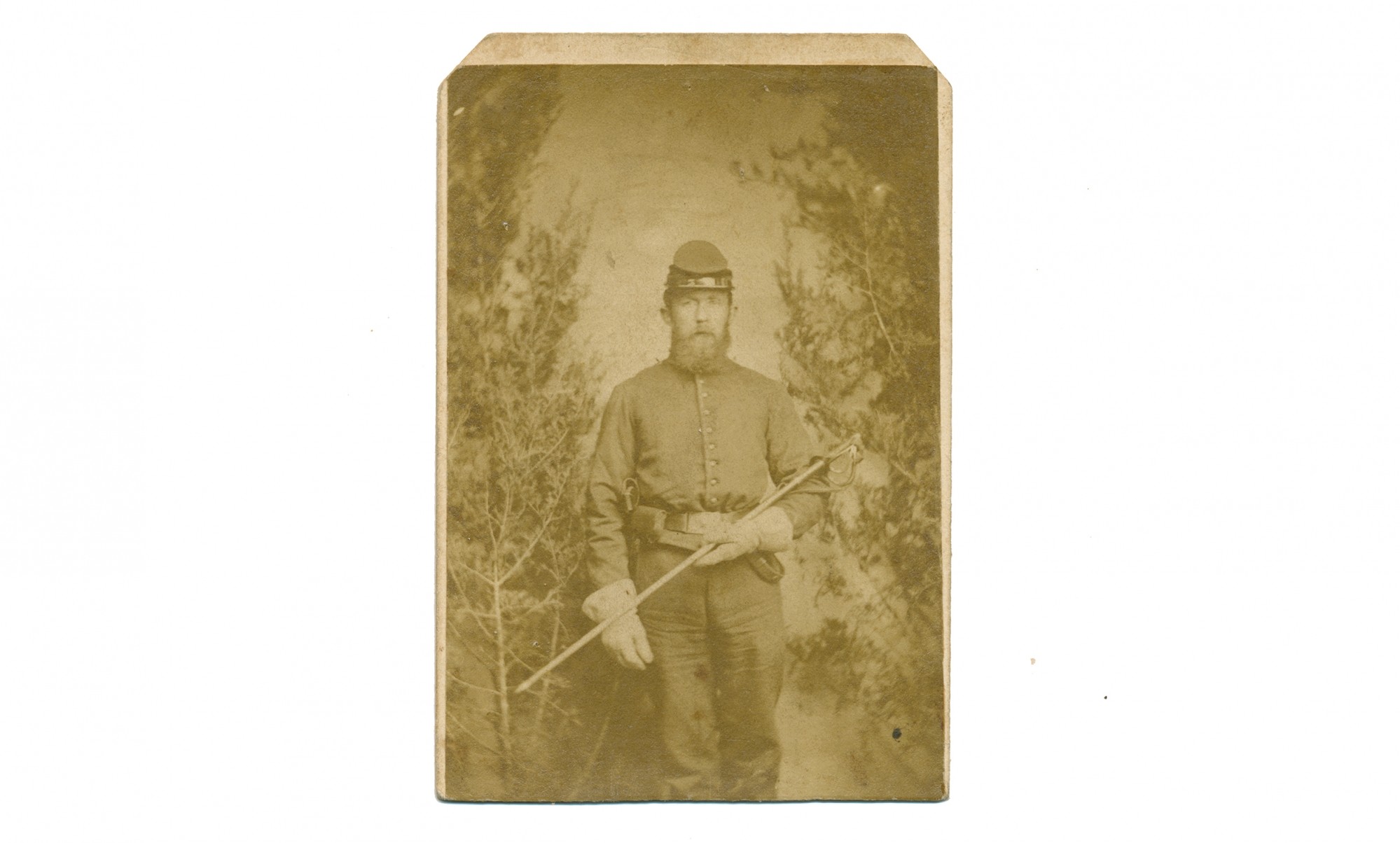CLIPPED CDV OF 3RD PENNSYLVANIA CAVALRY SOLDIER — Horse Soldier