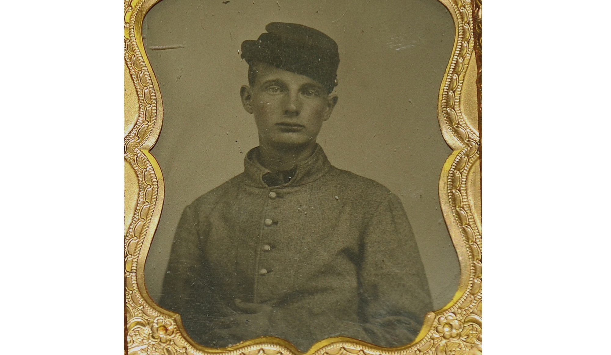 NINTH PLATE AMBROTYPE OF AN ADOLESCENT CONFEDERATE — Horse Soldier