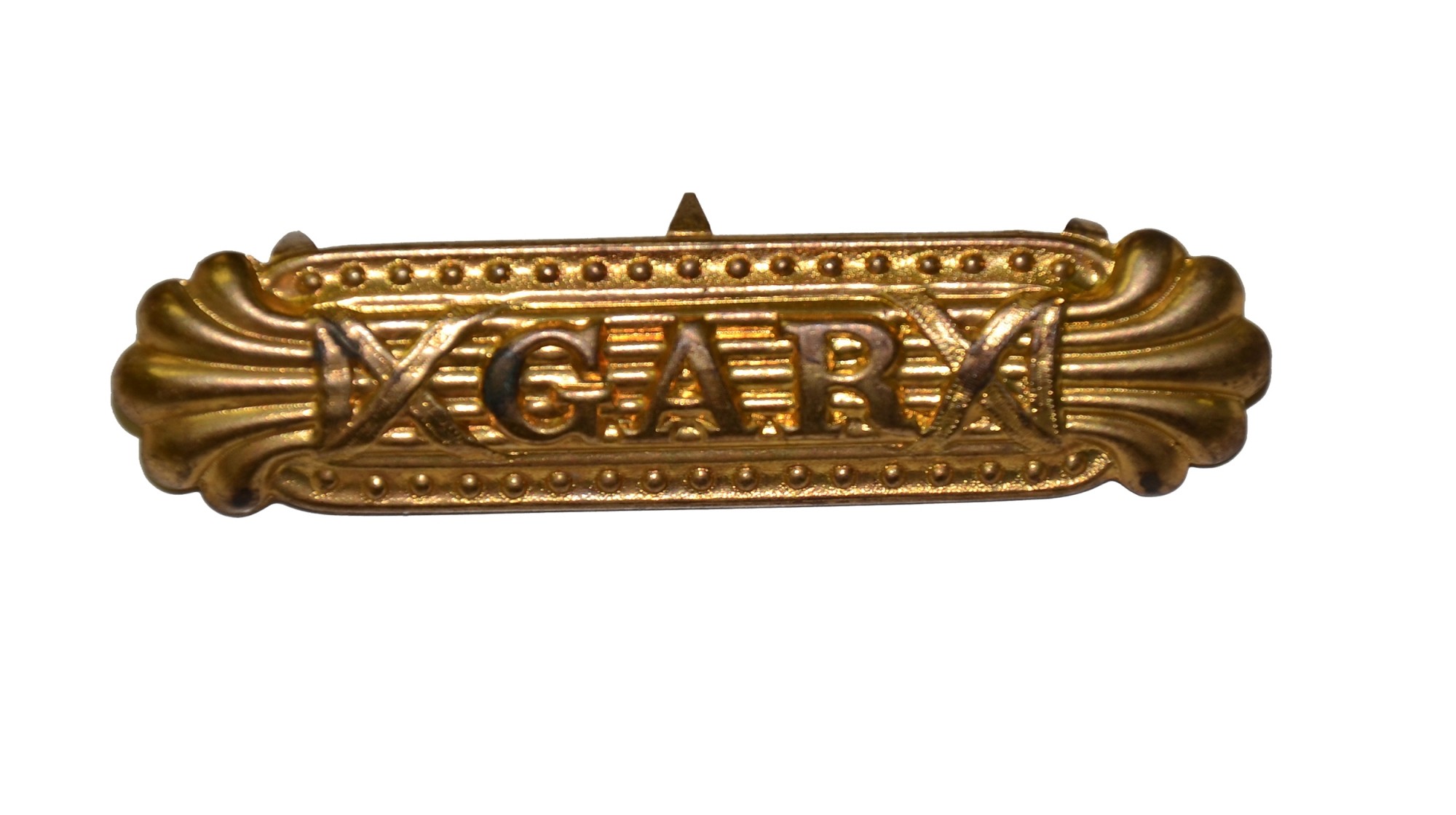 STAMPED BRASS GAR RIBBON TOP BAR — Horse Soldier