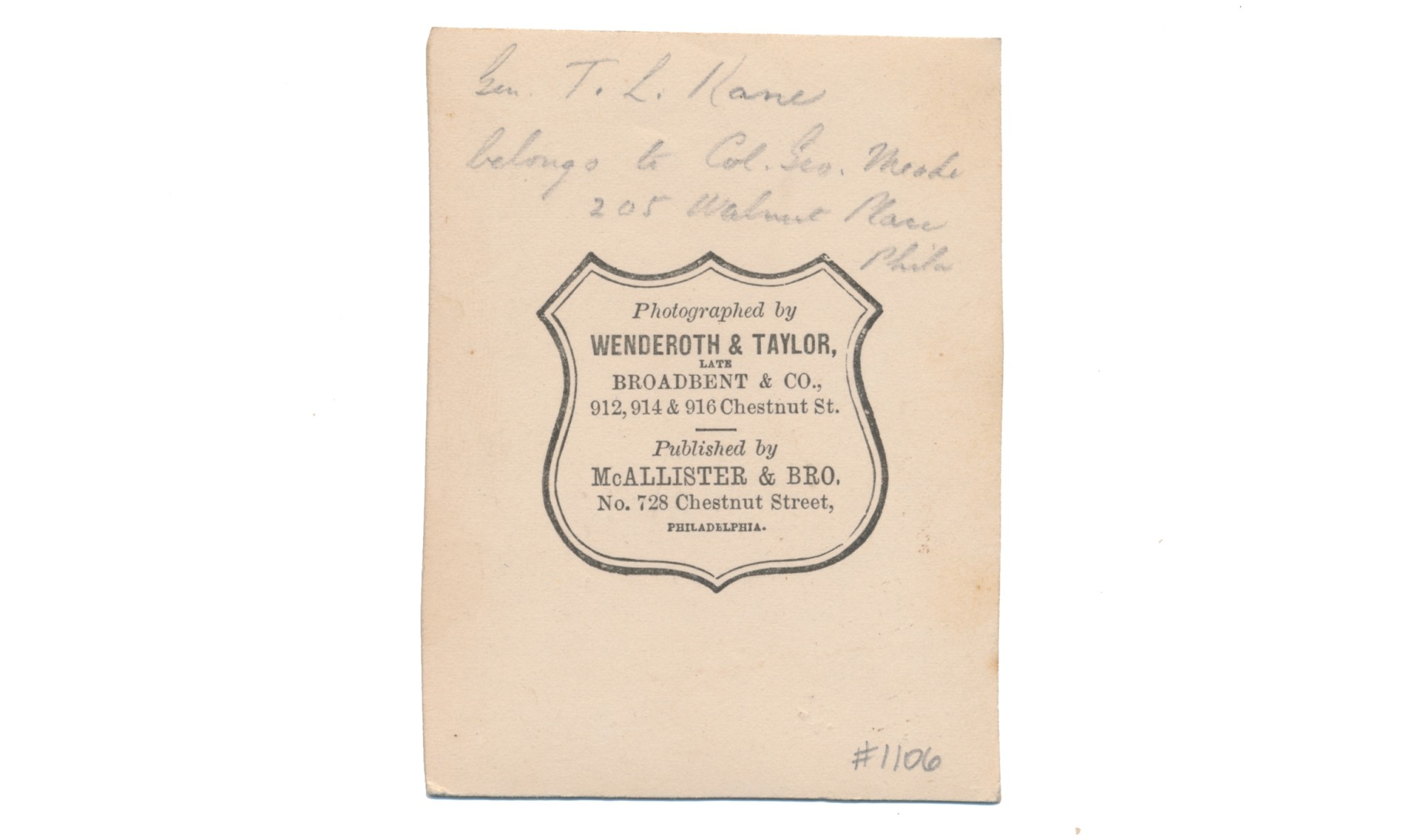CDV GENERAL THOMAS L. KANE — Horse Soldier