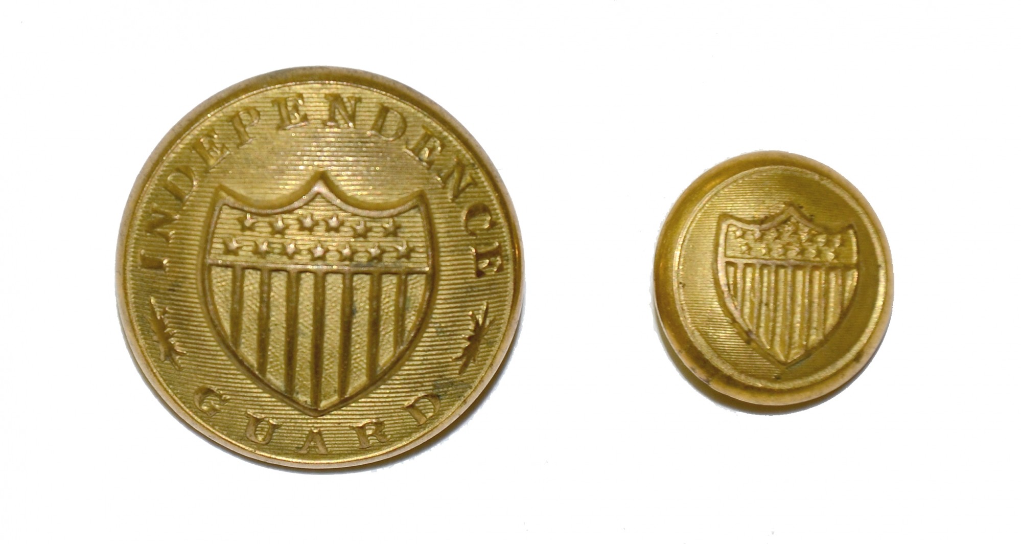 TWO NEW YORK “INDEPENDENCE GUARD” BUTTONS — Horse Soldier