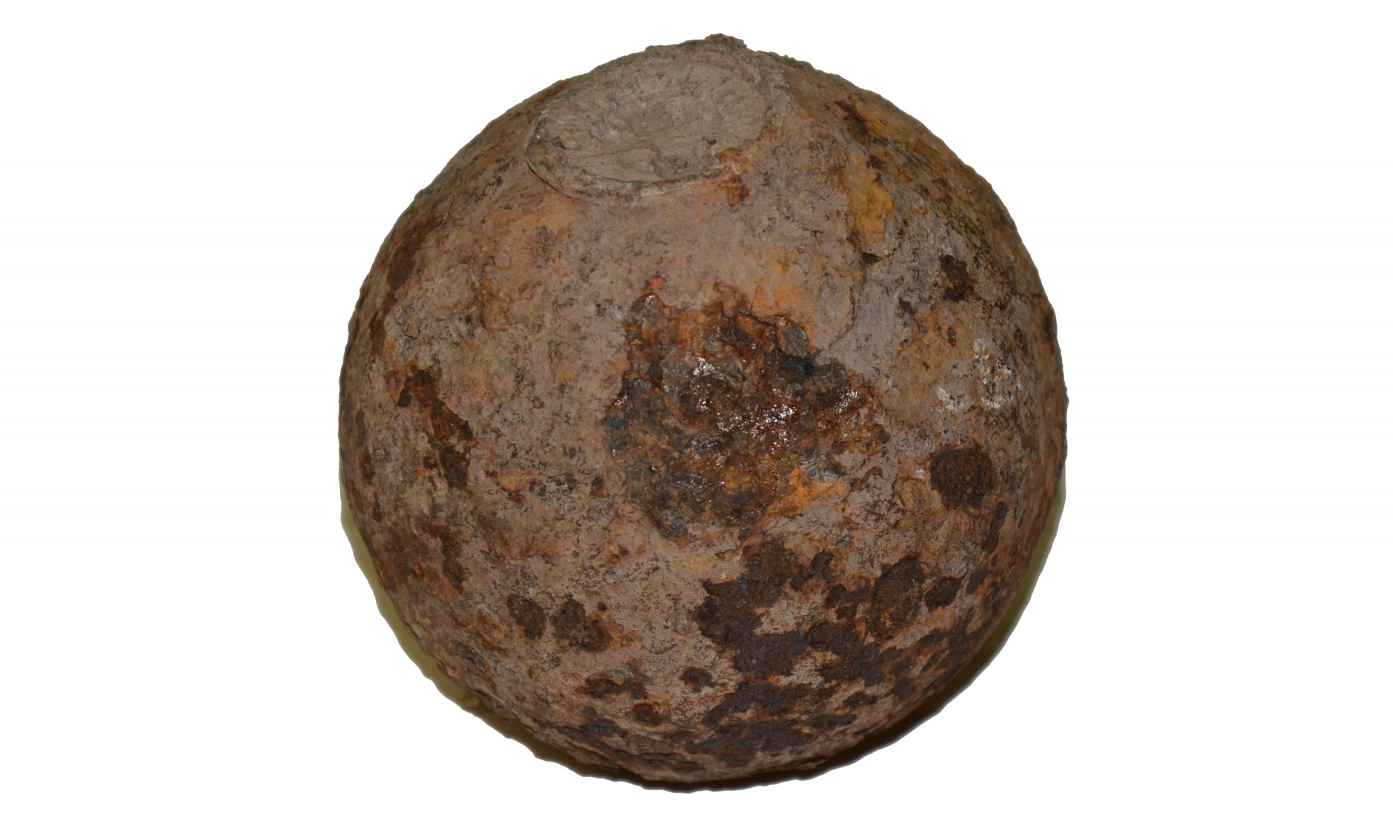 US 4.52 INCH 12 POUNDER SPHERICAL SHELL WITH BORMANN FUSE RECOVERED AT ...