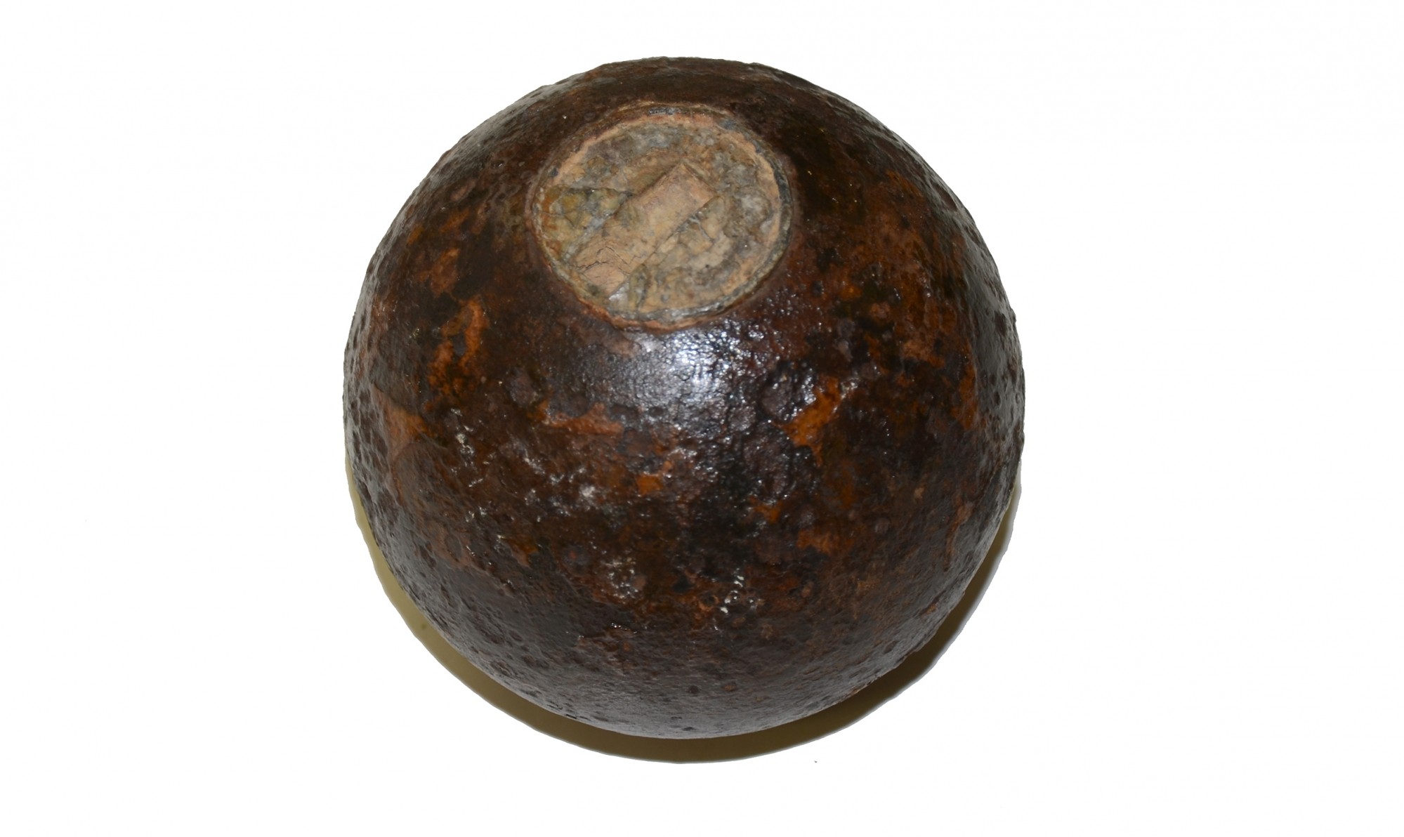 EXCAVATED US 12 POUND 4.52” BORMANN FUSE SPHERICAL SHELL — Horse Soldier