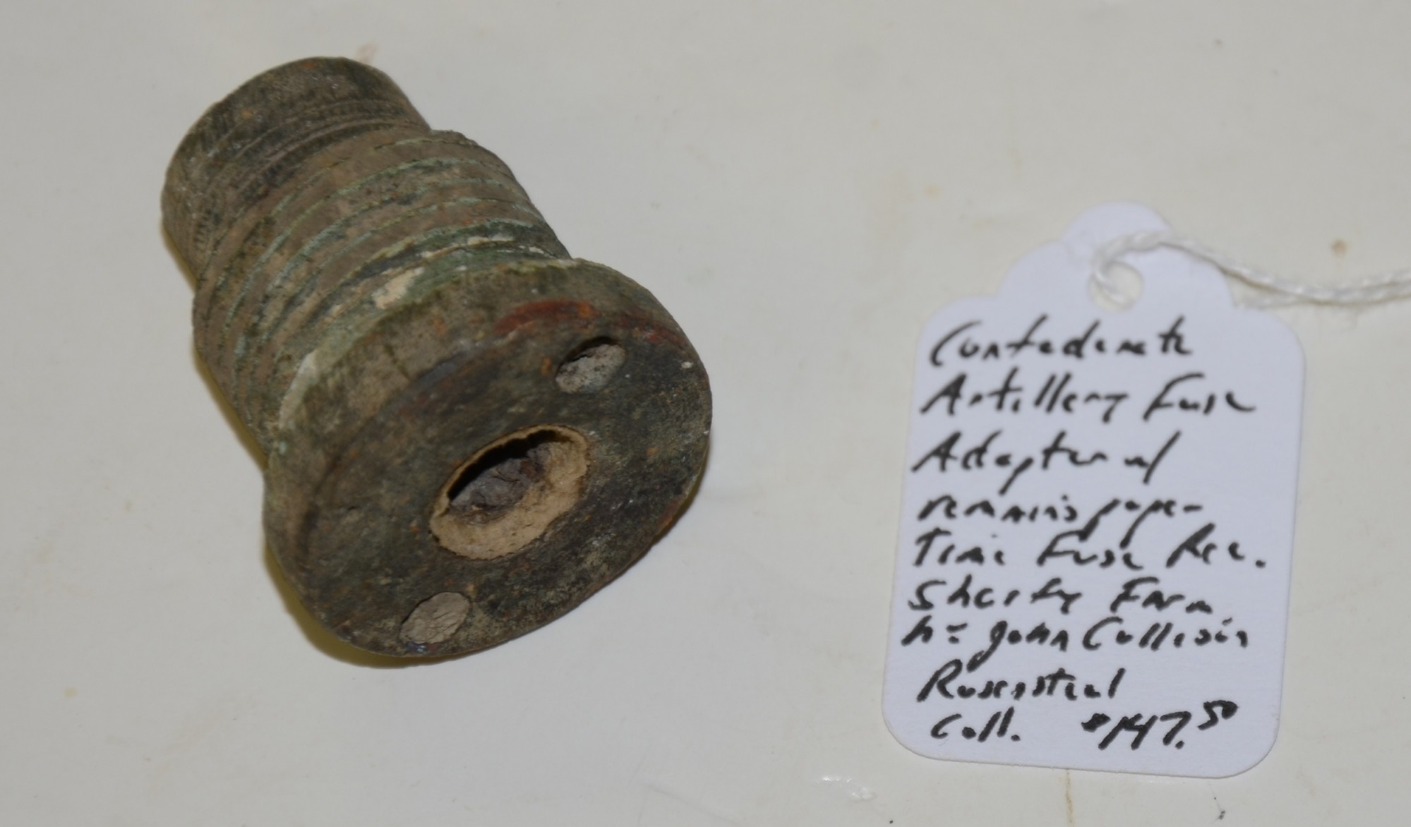 CONFEDERATE ARTILLERY FUSE ADAPTER WITH REMAINS OF PAPER TIME FUSE ...