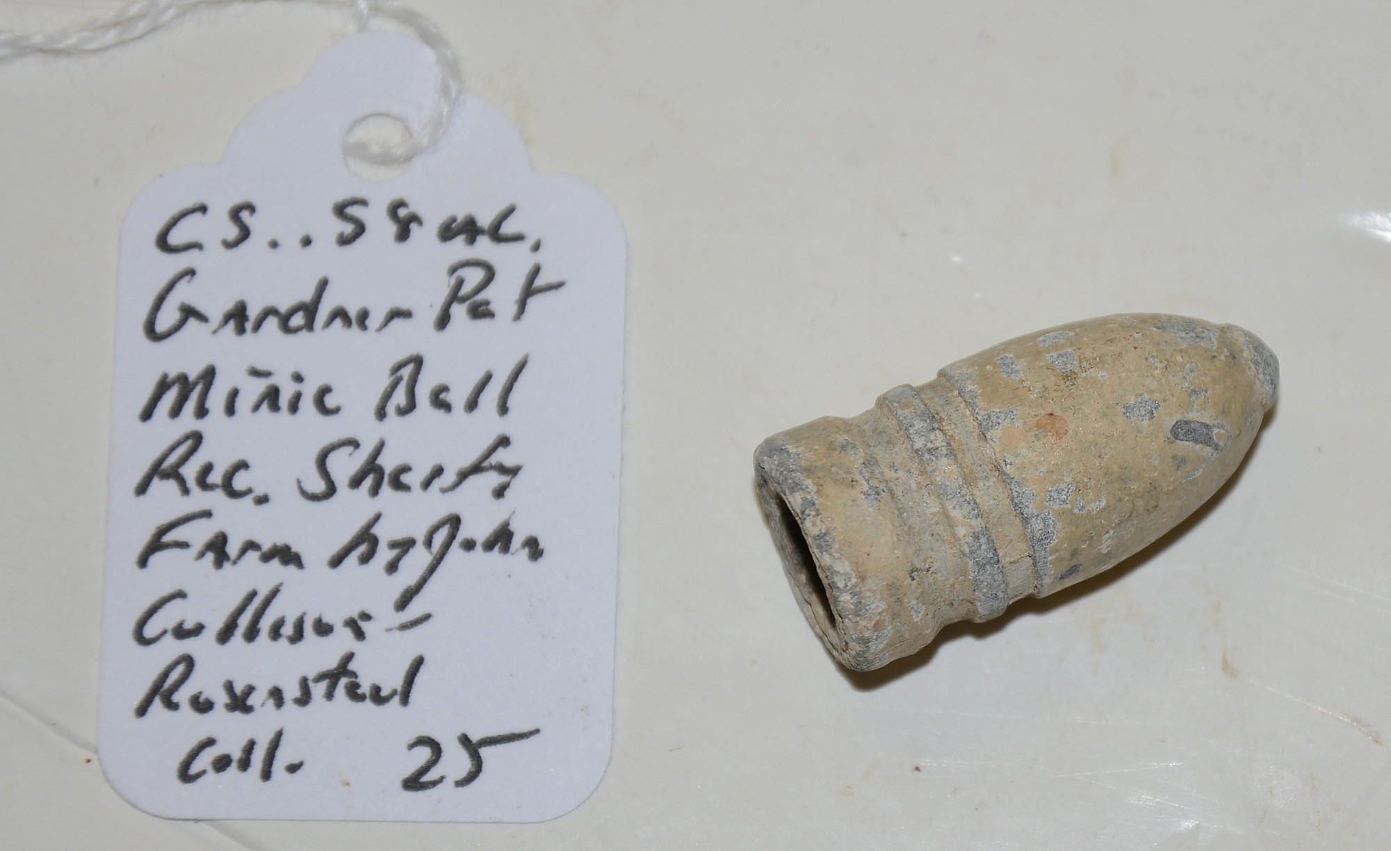 CS .58 CAL GARDNER PATENT MINIE BALL RECOVERED ON THE SHERFY FARM ...