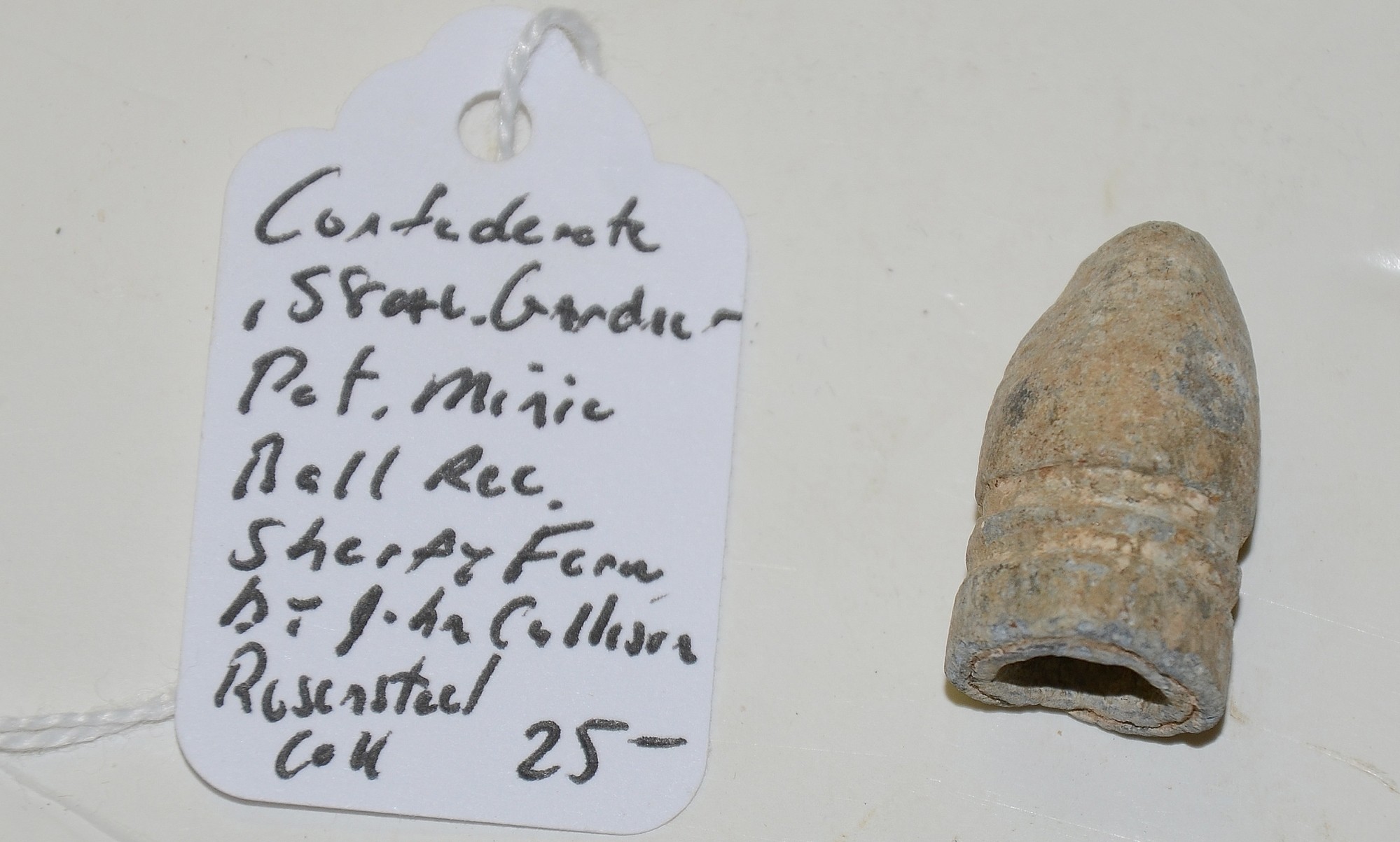 CS .58 CAL. GARDNER PATENT MINIE BALL RECOVERED ON THE SHERFY FARM ...