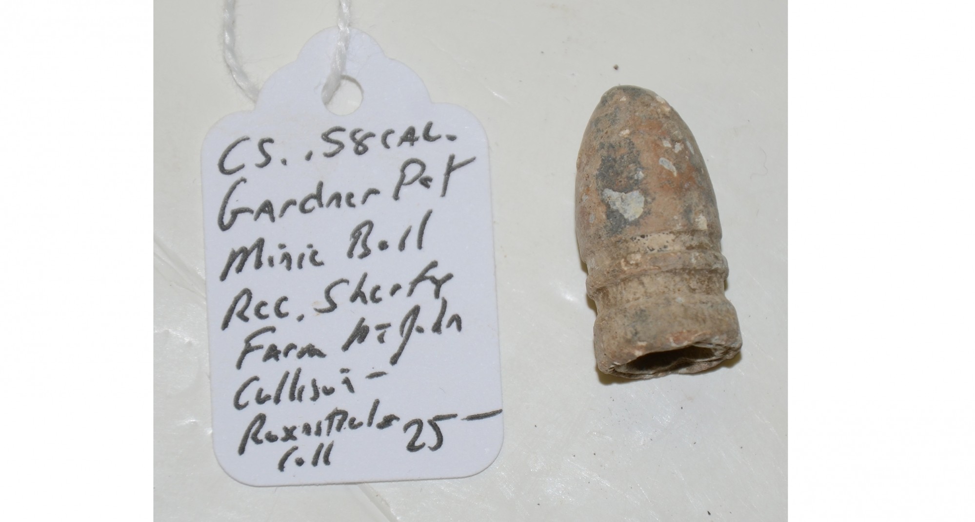 CS .58 CAL GARDNER PATENT MINIE BALL RECOVERED ON THE SHERFY FARM ...