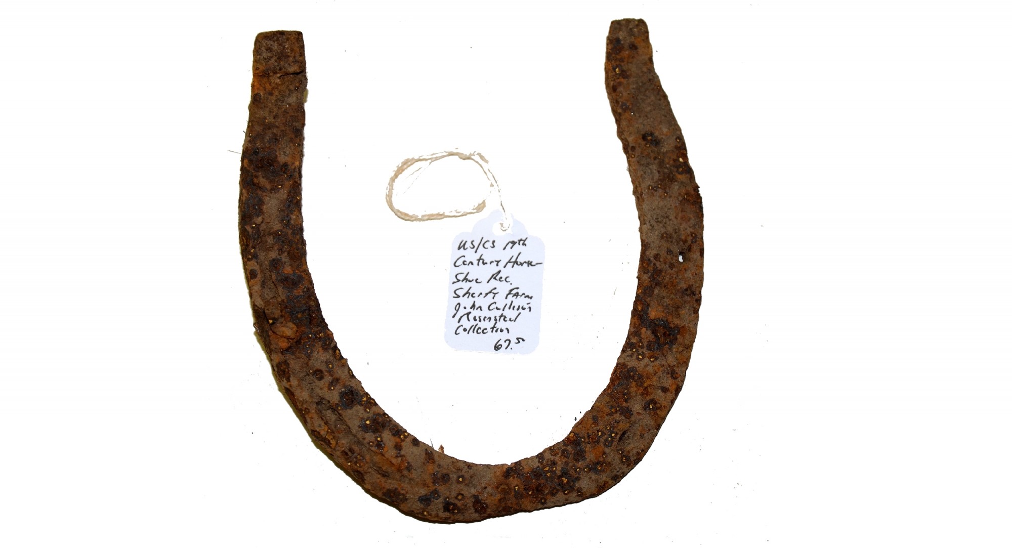 US/CS 19TH CENTURY HORSESHOE RECOVERED ON THE SHERFY FARM, GETTYSBURG ...