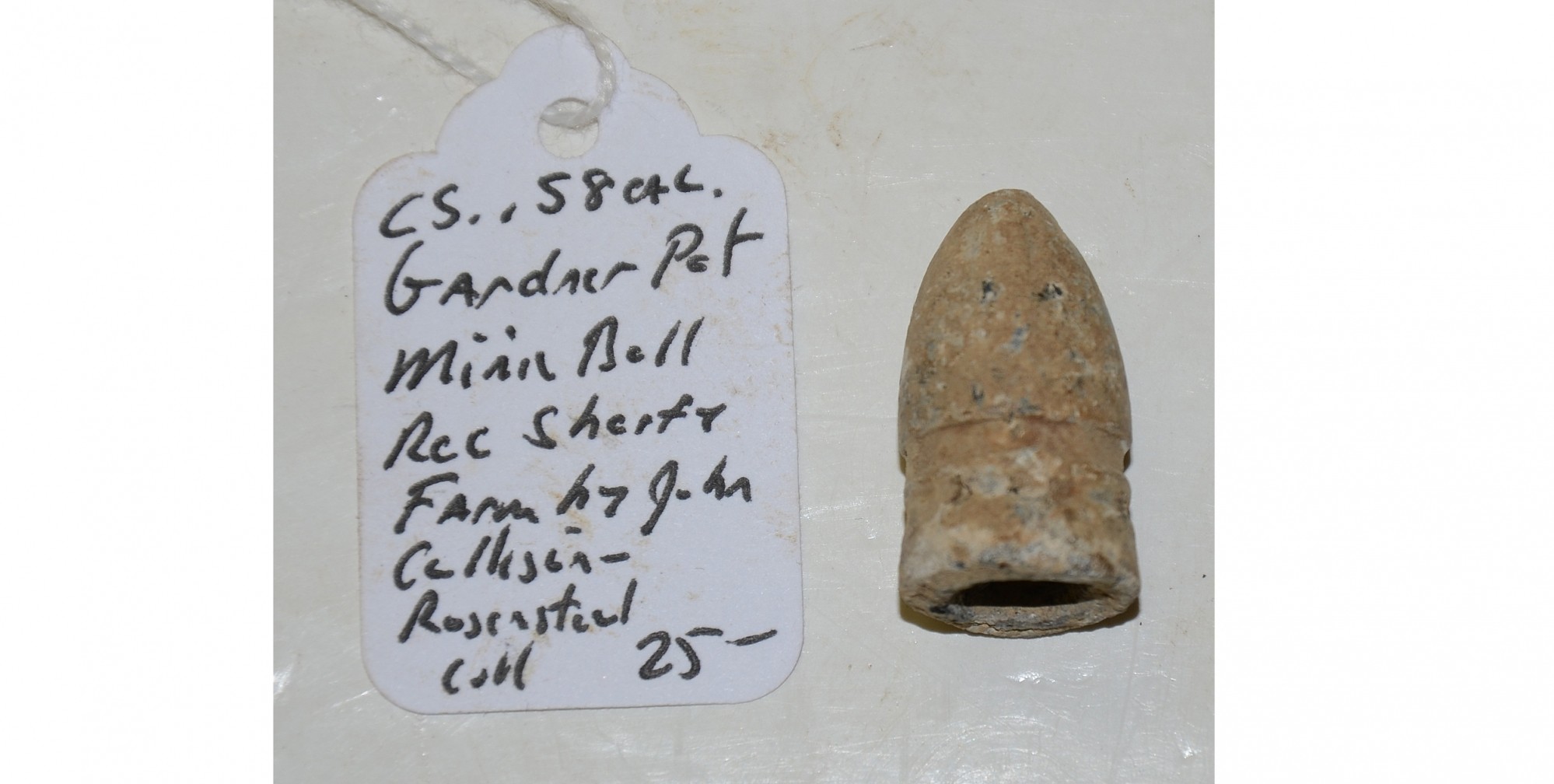 CS .58 CAL. GARDNER PATENT MINIE BALL RECOVERED ON THE SHERFY FARM ...