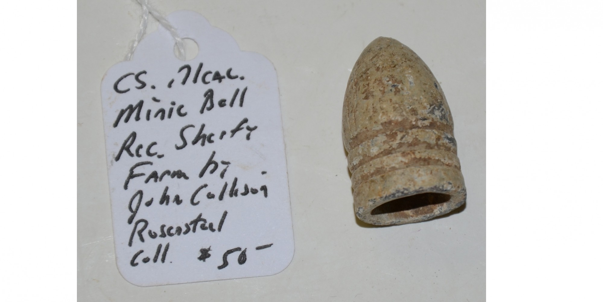 CS 71 CAL MINIE BALL MINIE BALL RECOVERED ON THE SHERFY FARM cs-71-cal-minie-ball-minie-ball-recovered-on-the-sherfy-farm
