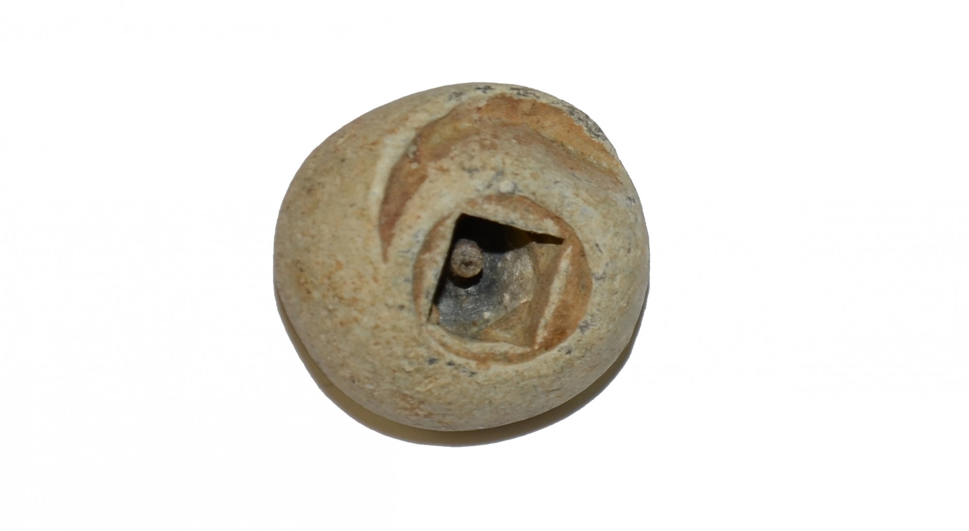 US/CS .69 CAL. ROUND MUSKET BALL MADE INTO A NIPPLE PROTECTOR RECOVERED ...