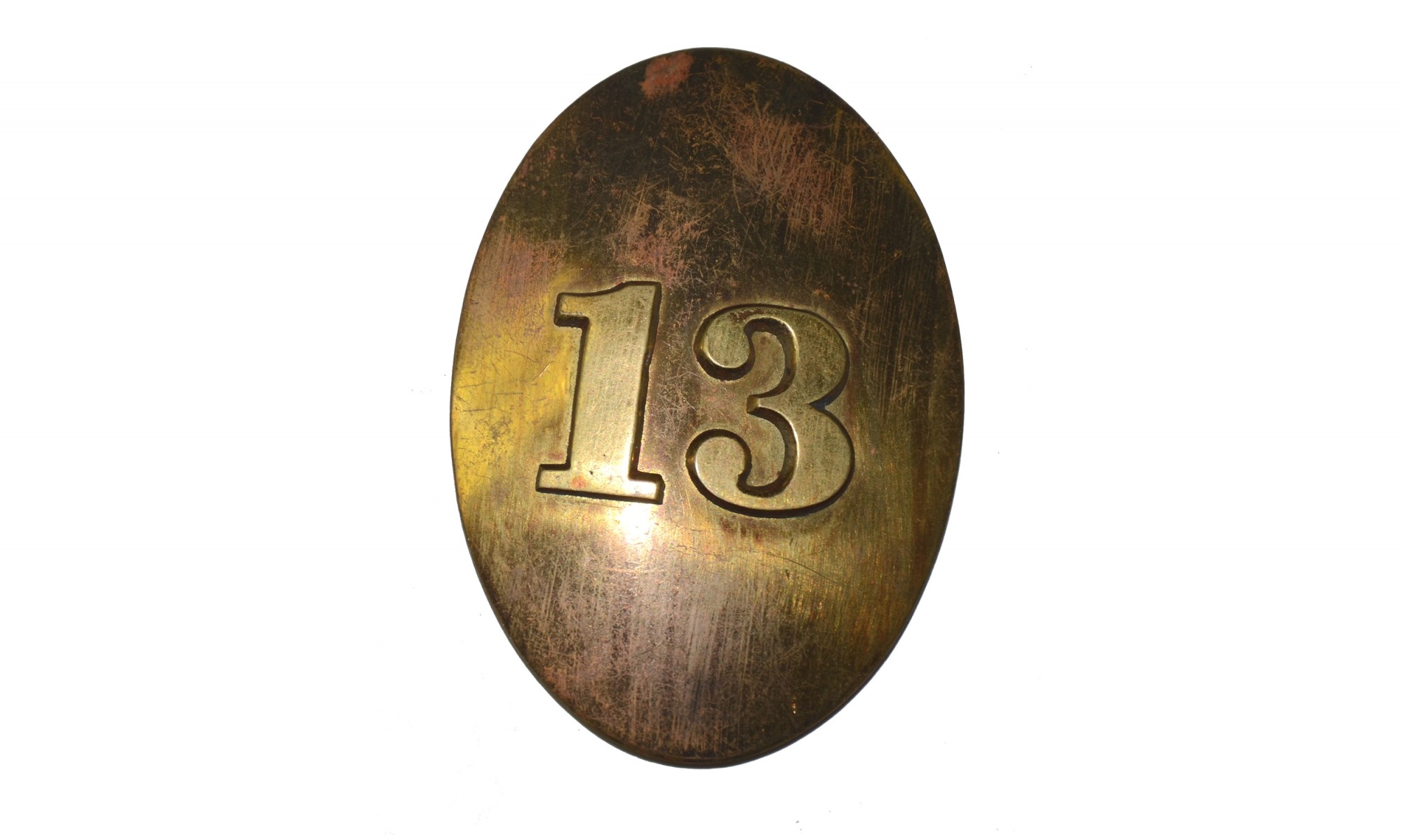 OVAL MILITIA PLATE WITH “13” AT CENTER — Horse Soldier