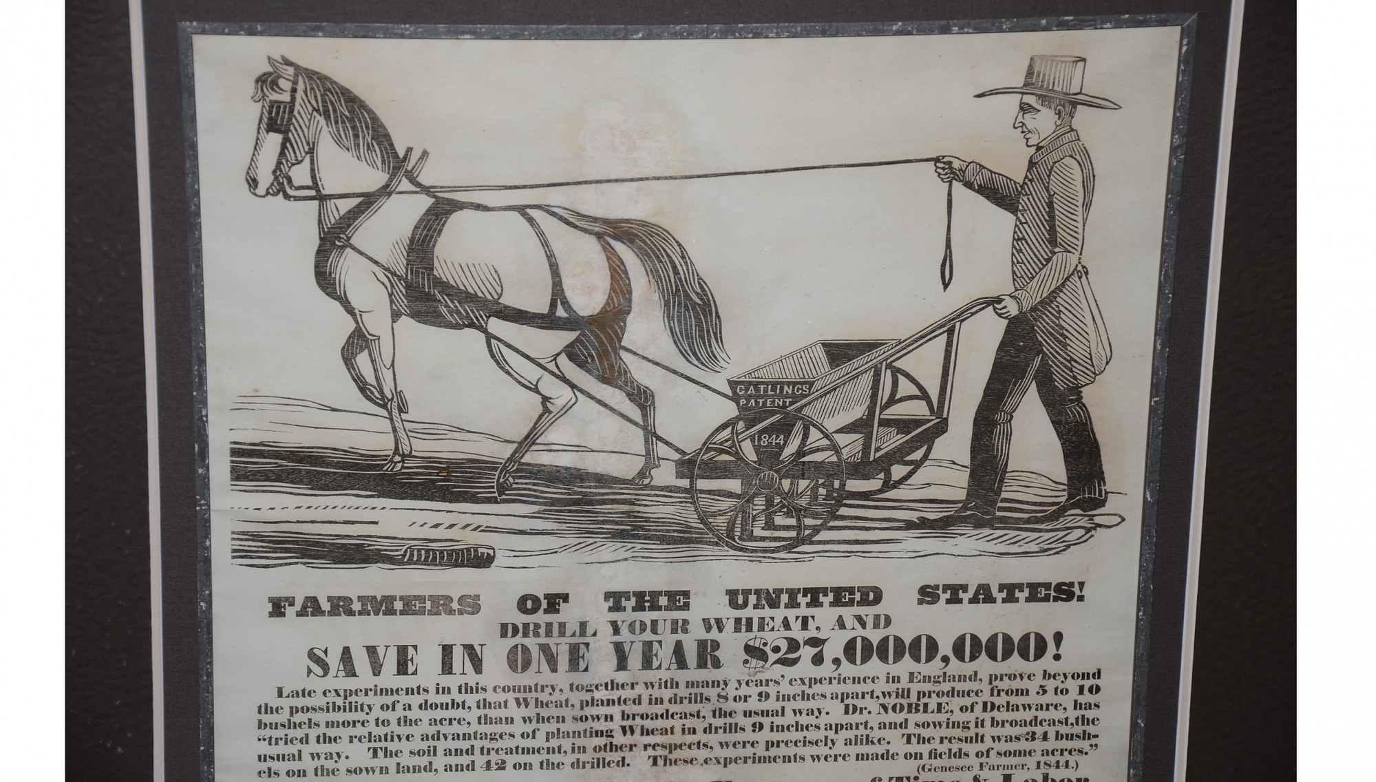 WONDERFUL 1844 GATLING ADVERTISING BROADSIDE — Horse Soldier