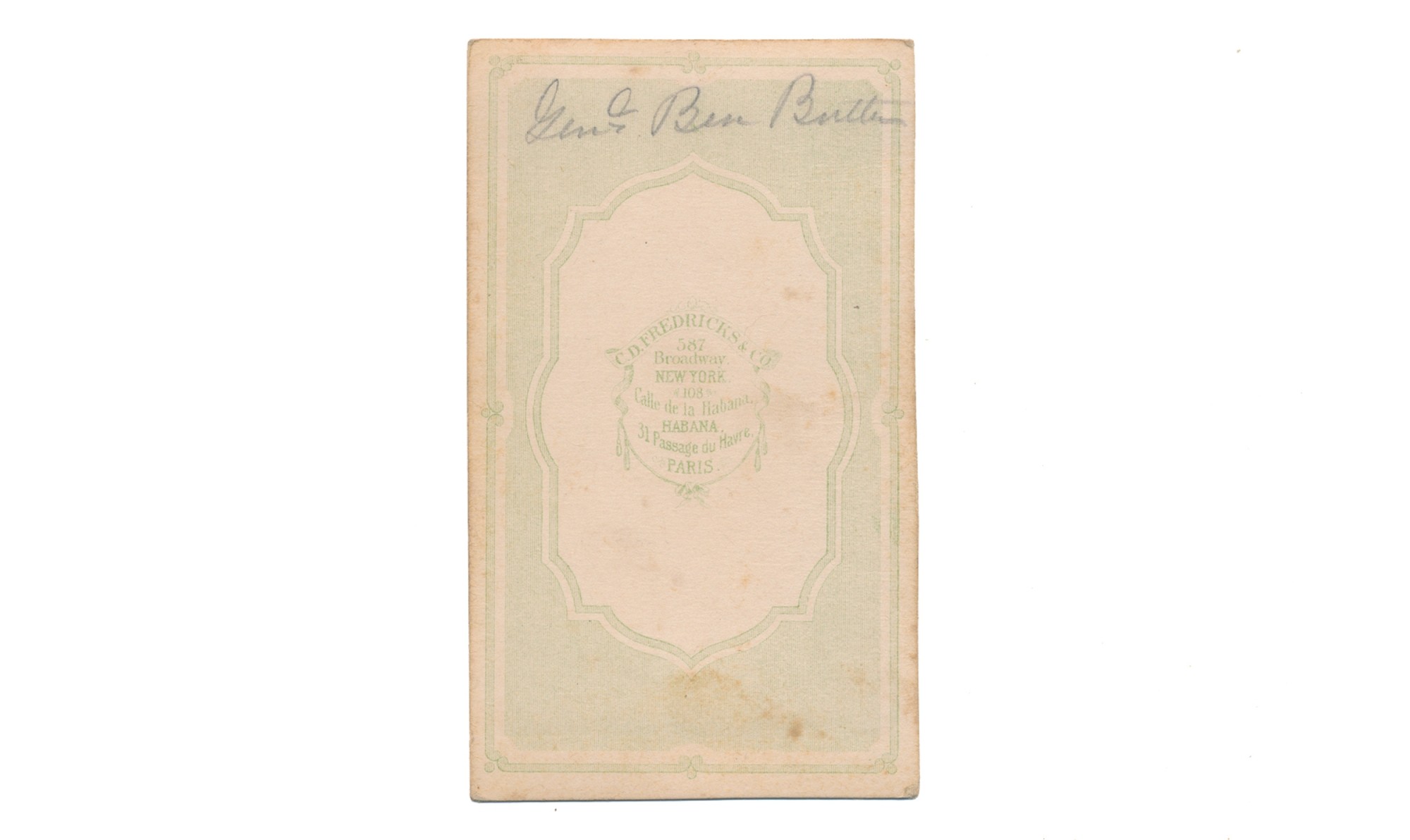 CDV OF GENERAL BENJAMIN “BEAST” BUTLER — Horse Soldier