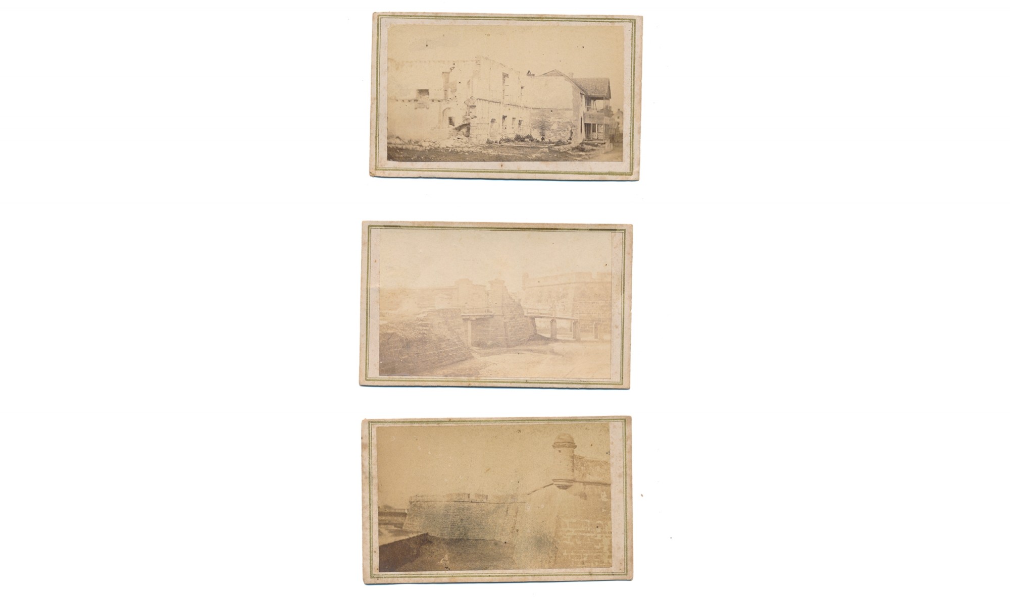SET OF THREE CDV’S OF FORT MARION, ST. AUGUSTINE — Horse Soldier